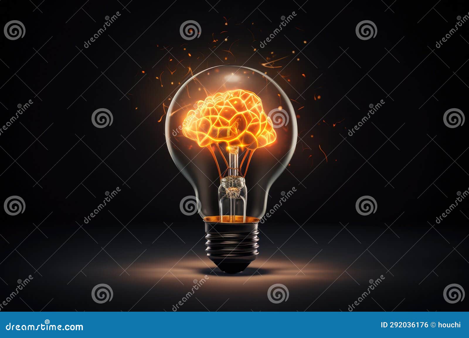 Light Bulb and Bright Idea Concept. Glowing Smart Brain. Vision ...