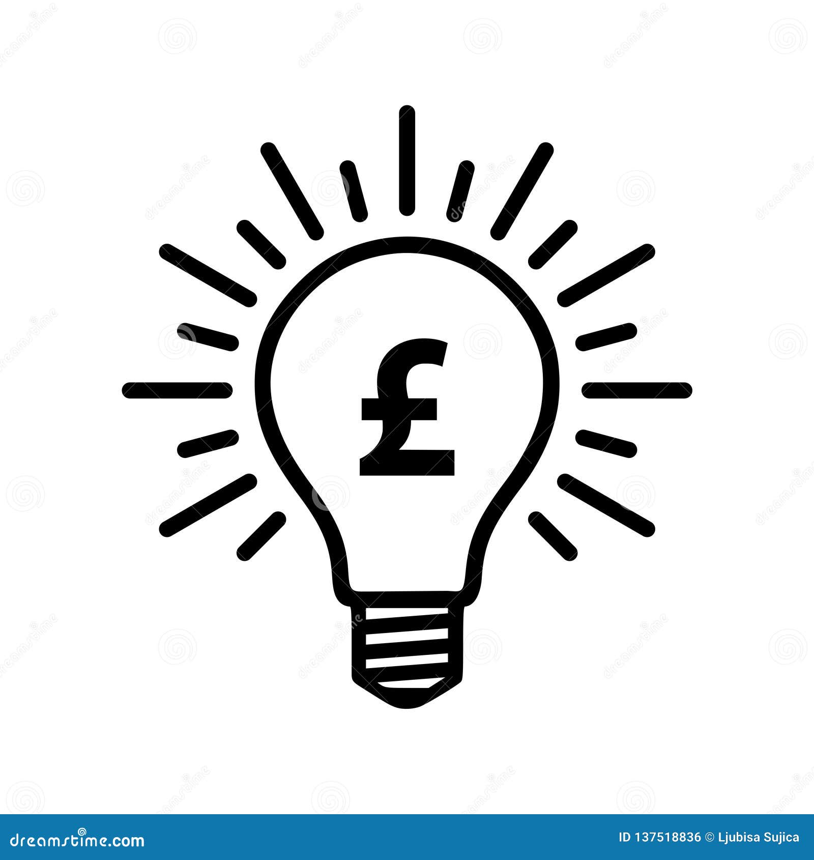 Light Bulb with British Pound Symbol Stock Vector - Illustration of ...