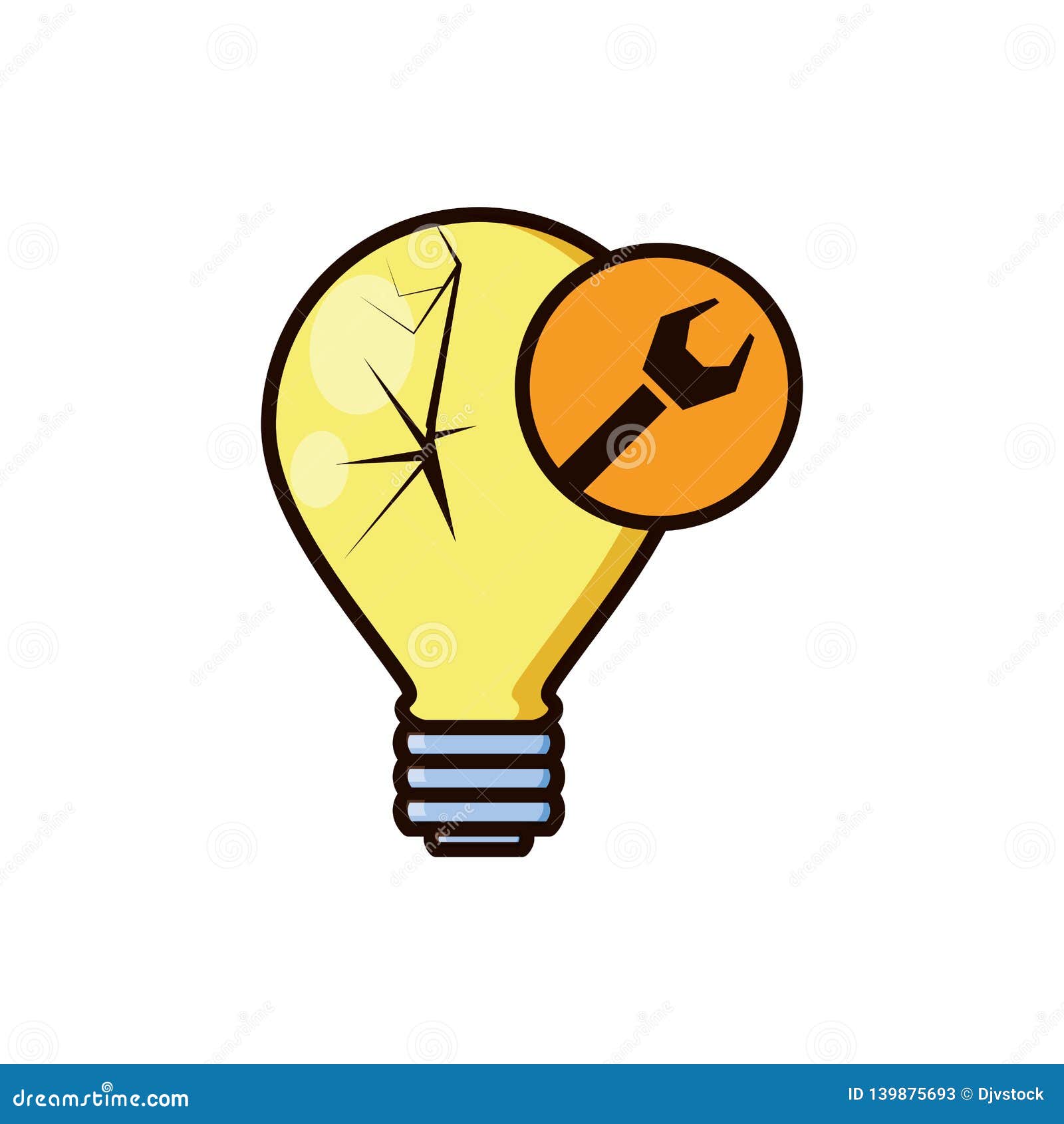 Broken Light Bulb Vector Illustration | CartoonDealer.com #49071940