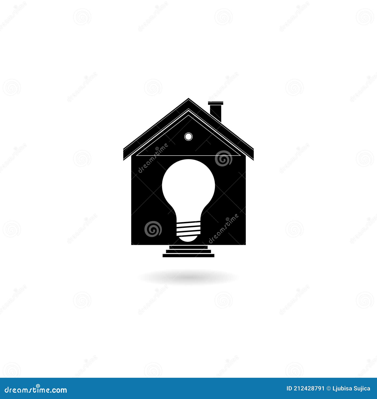 Light Bulb in Building Icon with Shadow Stock Vector - Illustration of ...