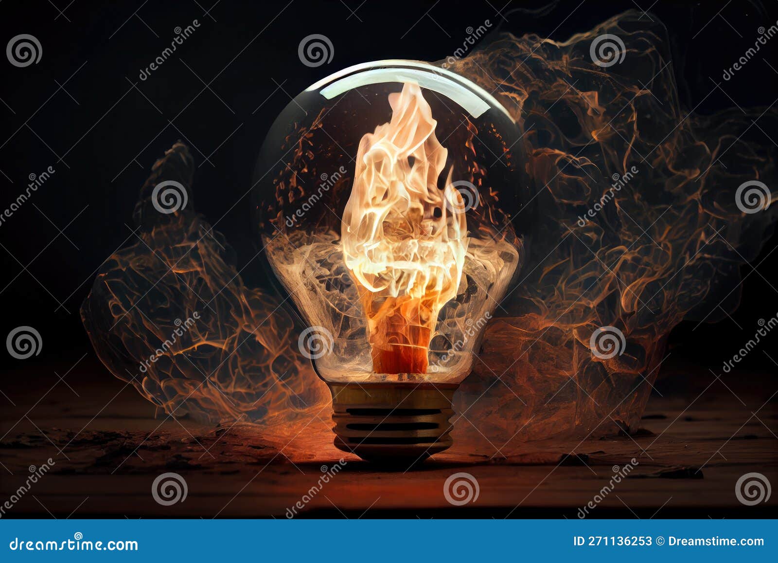 Light Bulb, Burning Fire, Campfire, Green Energy / Idea or Concept of ...