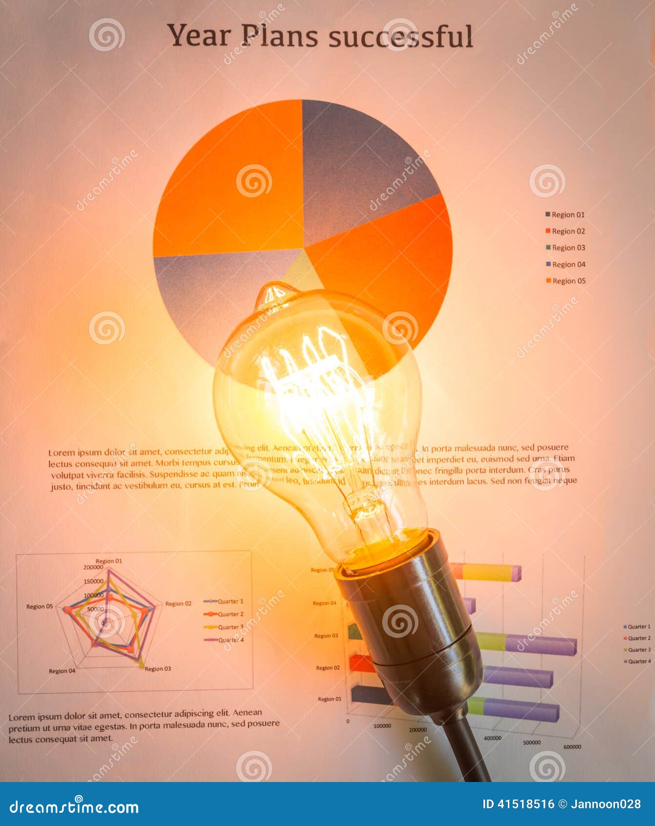 Light Bulb with Business Graph Placed Stock Photo - Image of innovation ...