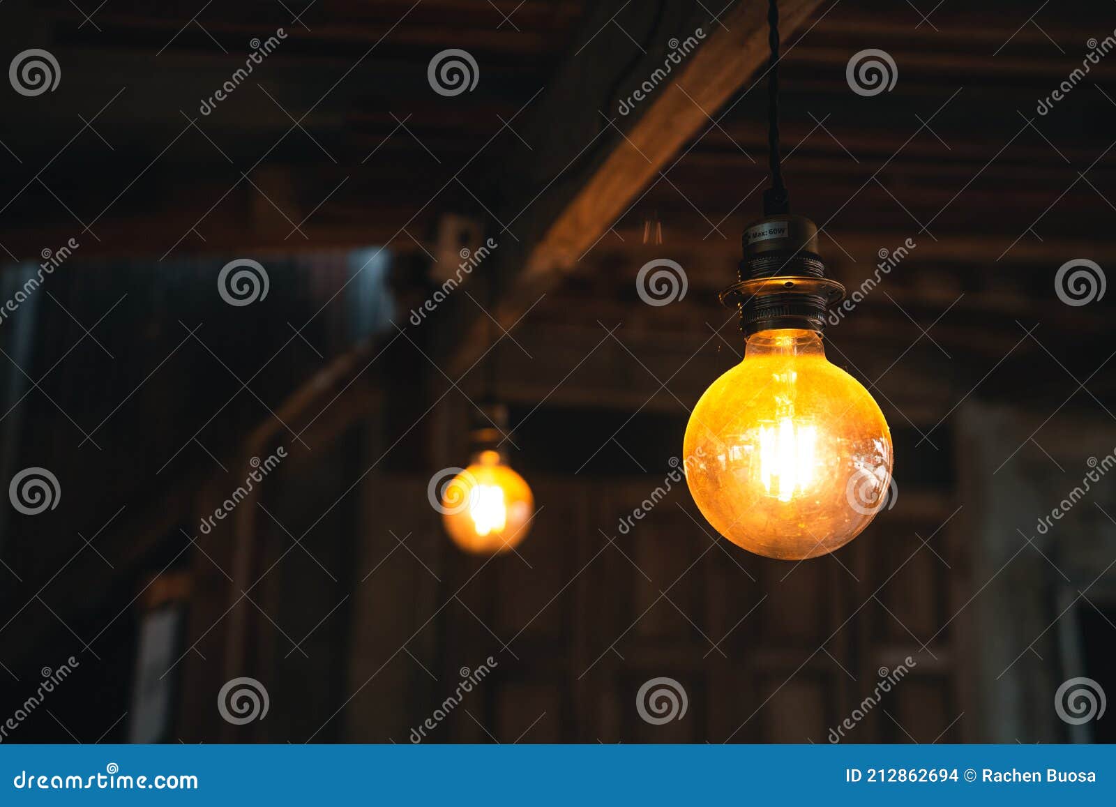 The Light Bulb in the Cafe during the Day Stock Photo - Image of grunge ...