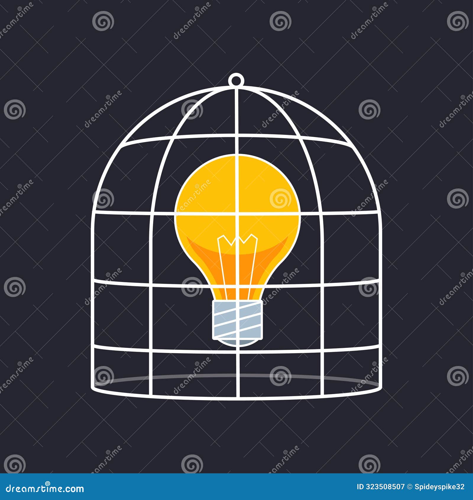 A Light Bulb in a Cage. Isolated Vector Illustration Stock Vector ...