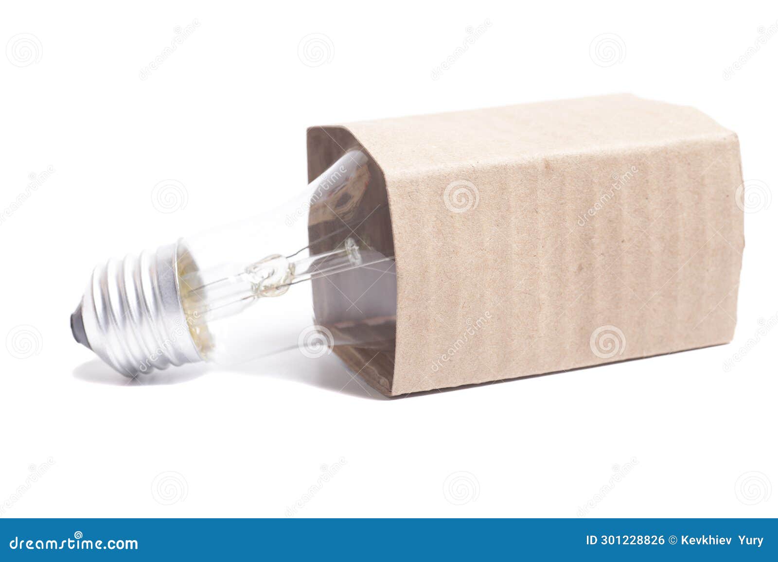 Light Bulb in Cardboard Box Isolated on White Background. Stock Photo ...
