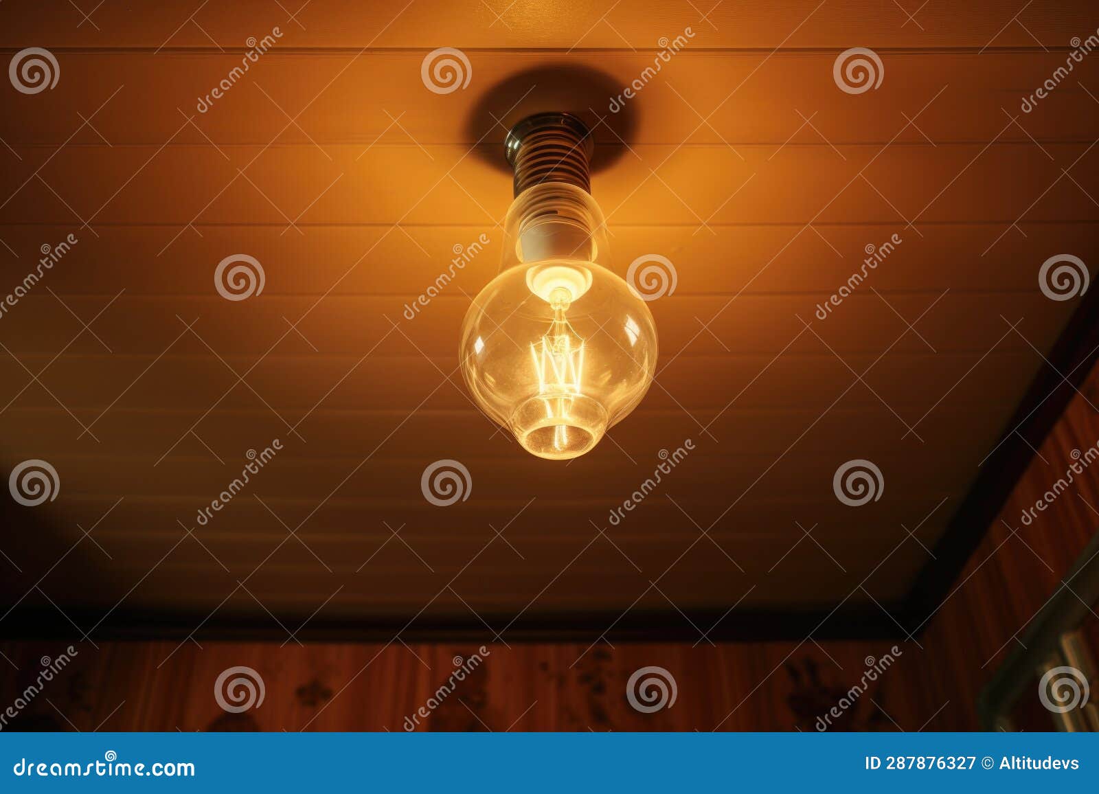 Light Bulb in a Ceiling Fixture, Turned on Stock Illustration ...