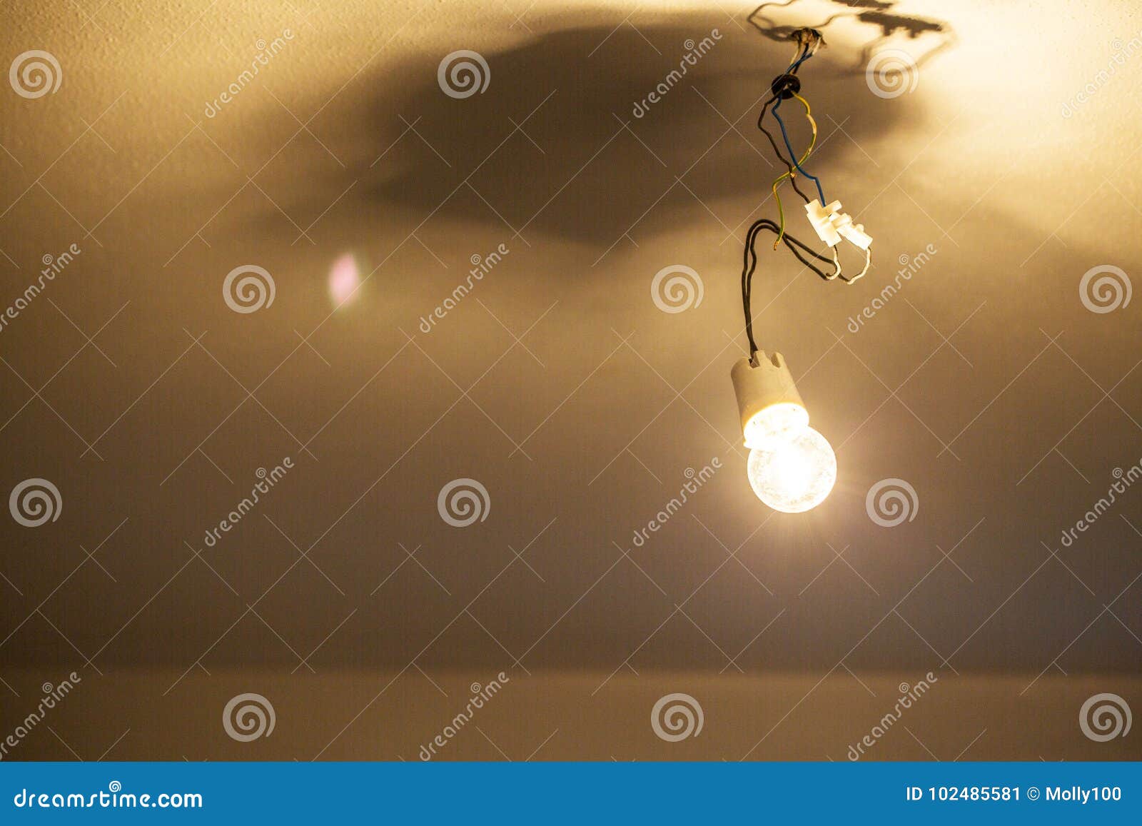 Light Bulb on the Ceiling, during Renovation Work Stock Image - Image ...