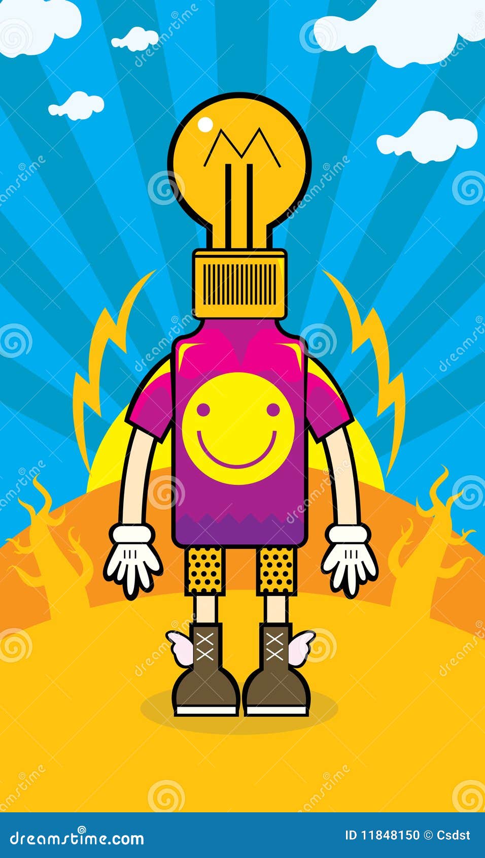 Light bulb character stock vector. Illustration of design - 11848150