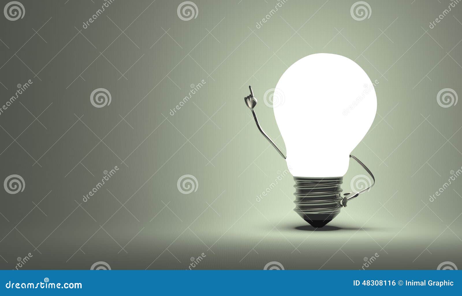 Light Bulb Character, Aha Moment, Gray Background Stock Illustration ...