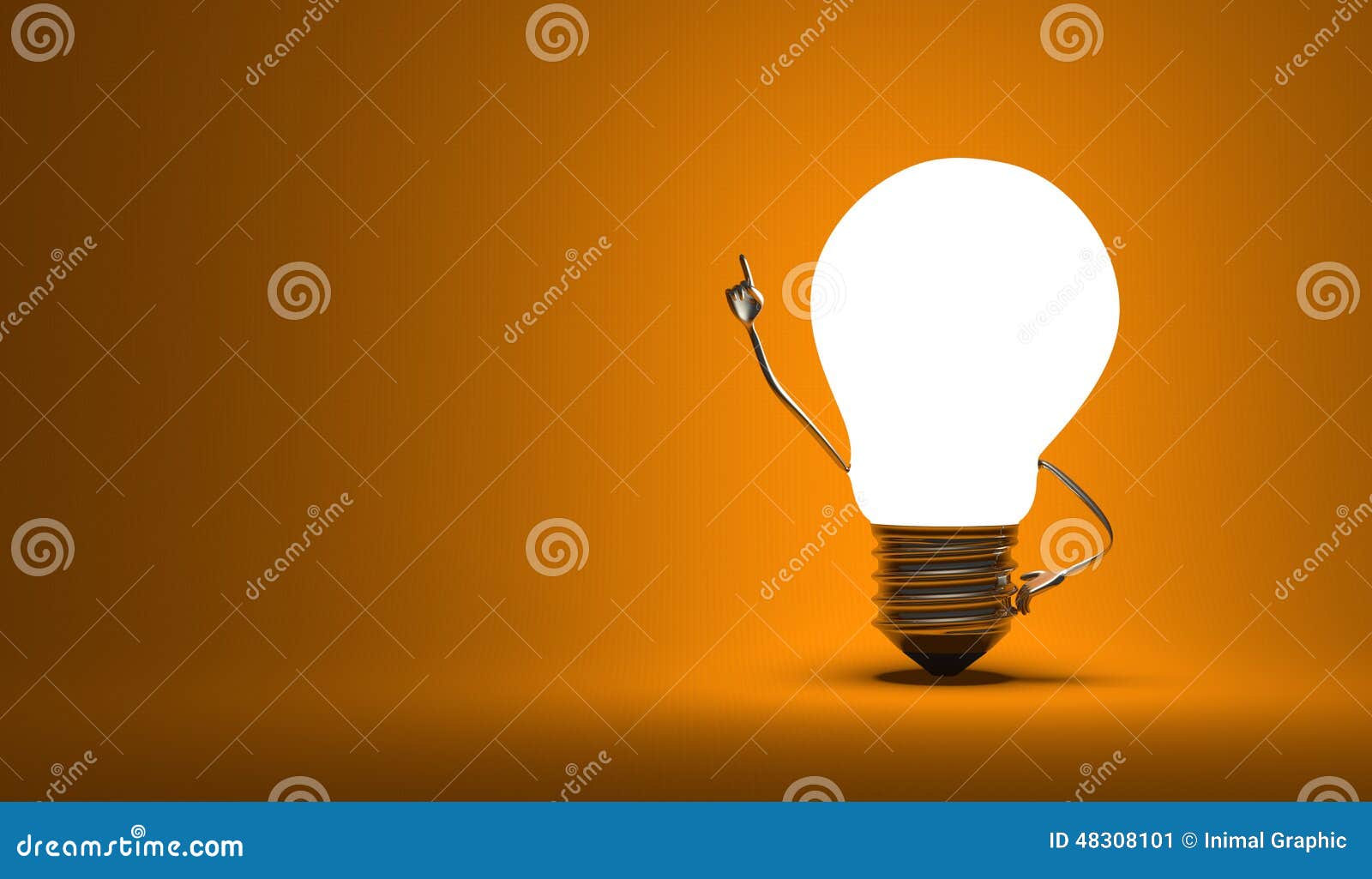 Light Bulb Character, Aha Moment, Orange Background Stock Image ...
