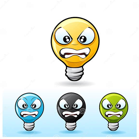 Light Bulb Character: Angry Stock Vector - Illustration of blue, energy ...