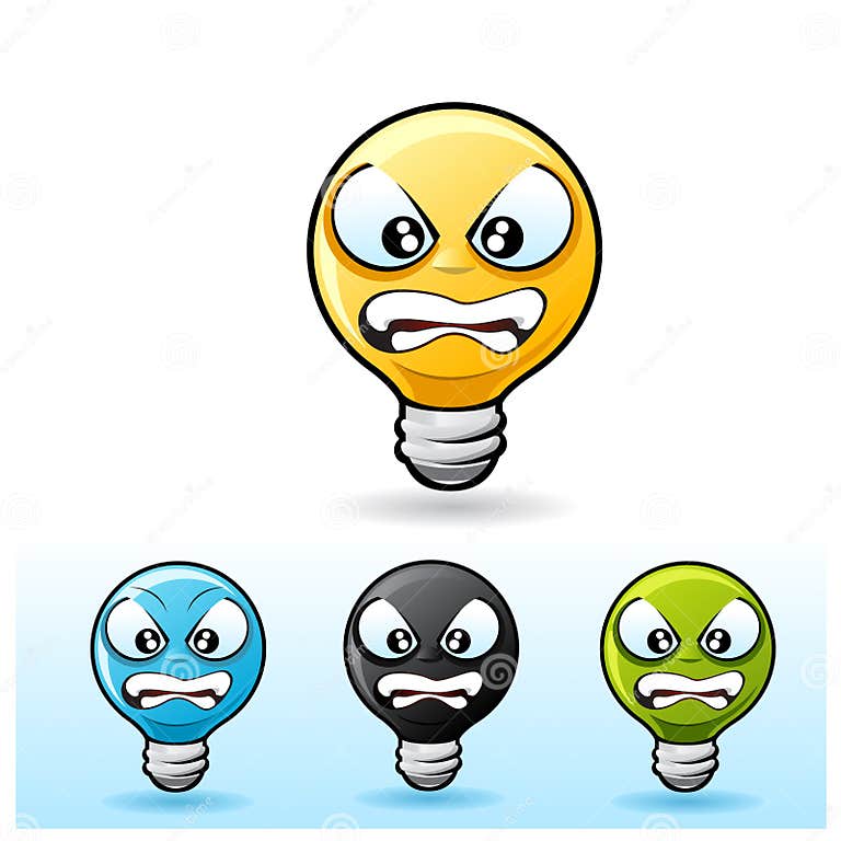 Light Bulb Character: Angry Stock Vector - Illustration of blue, energy ...