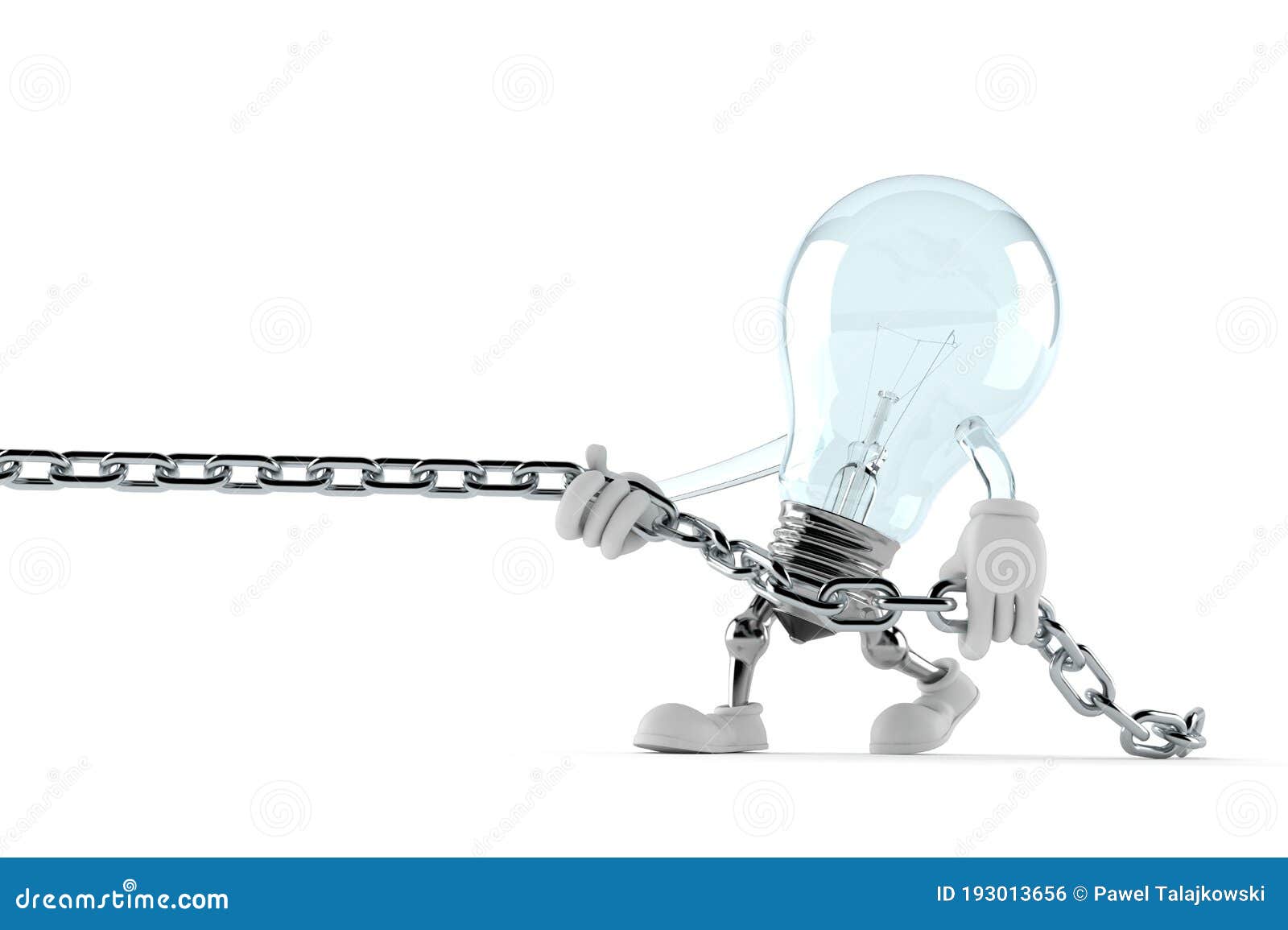 Light Bulb Character Pulling Chain Stock Illustration - Illustration of ...
