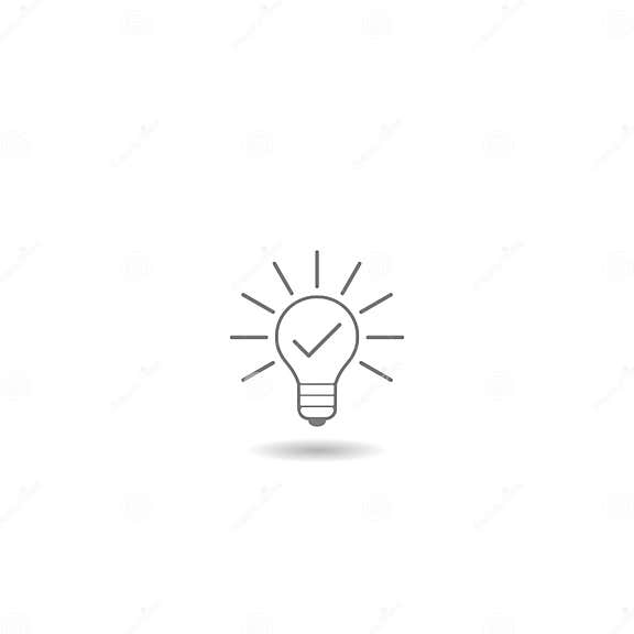 Light Bulb with Check Mark Icon with Shadow Stock Vector - Illustration ...