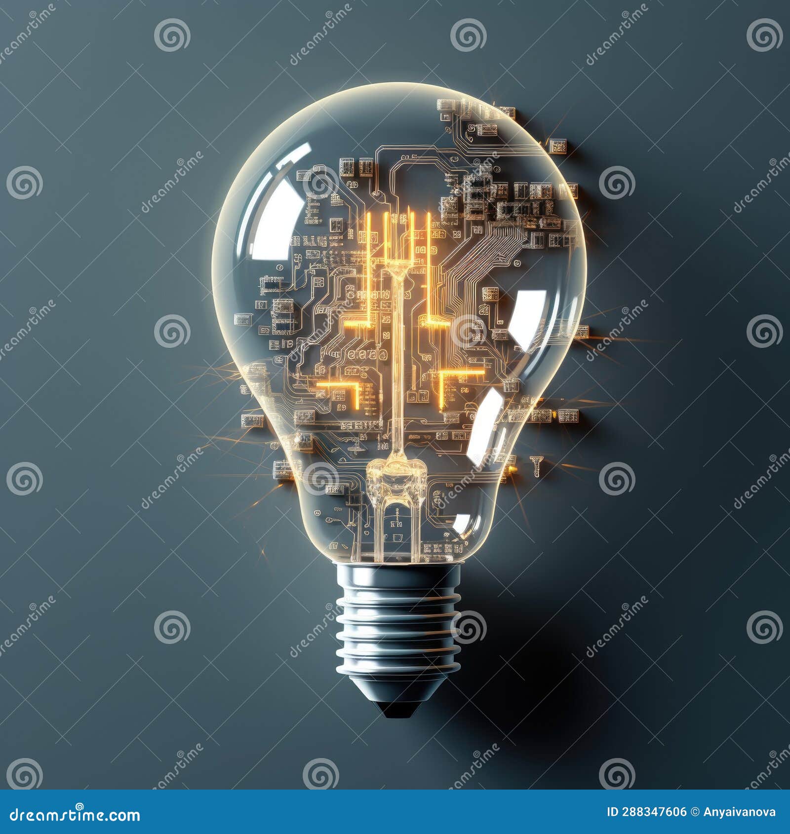 A Light Bulb with a Circuit Inside of it. Stock Illustration ...