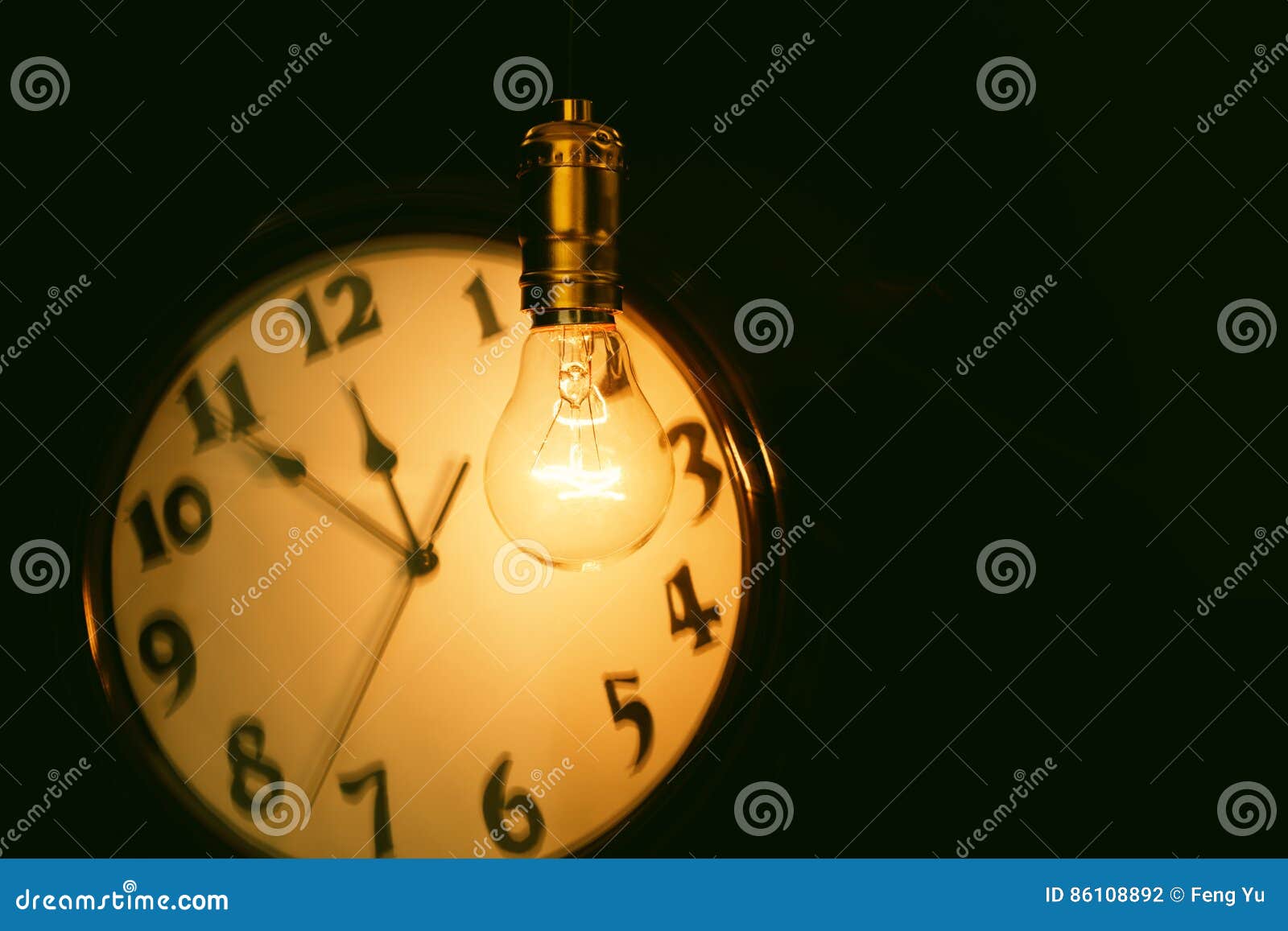 Light bulb and clock stock photo. Image of imagination - 86108892