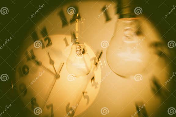 Light bulb and clock stock image. Image of enlightenment - 86108893