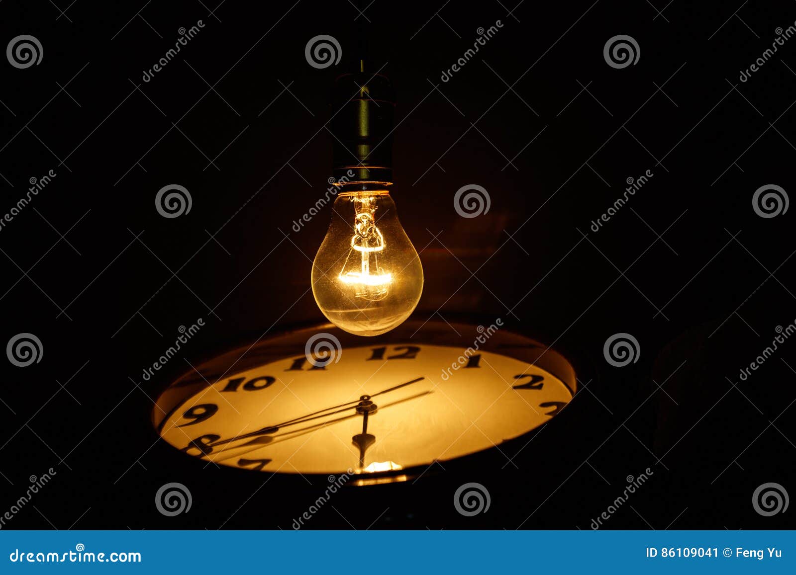 Light bulb and clock stock image. Image of glass, creativity - 86109041