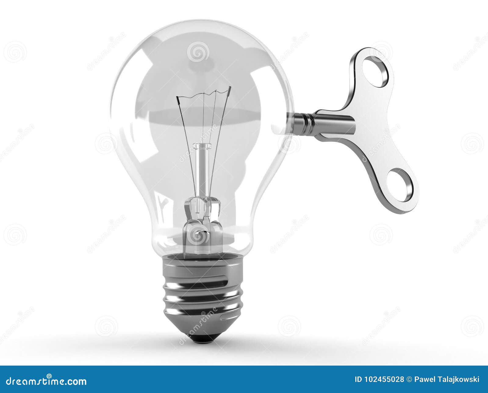 Light Bulb with Clockwork Key Stock Illustration - Illustration of idea ...