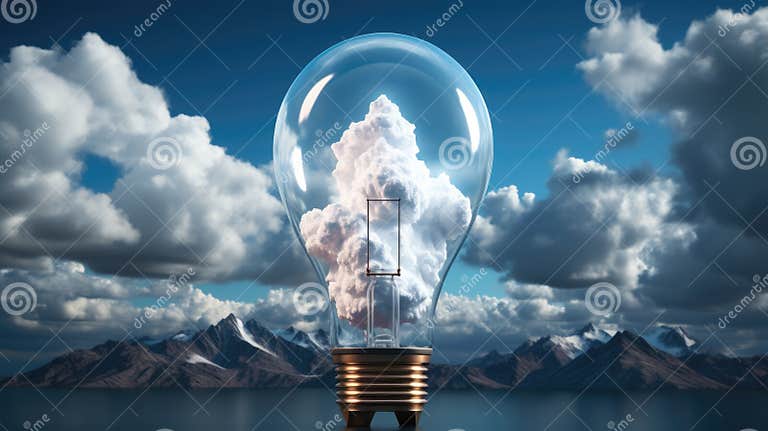A Light Bulb with a Cloud Inside of it. Generative AI Image. Stock ...