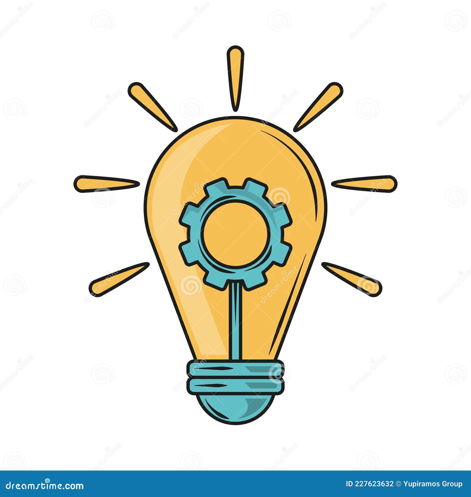 Light bulb and cog inside stock vector. Illustration of icon - 227623632