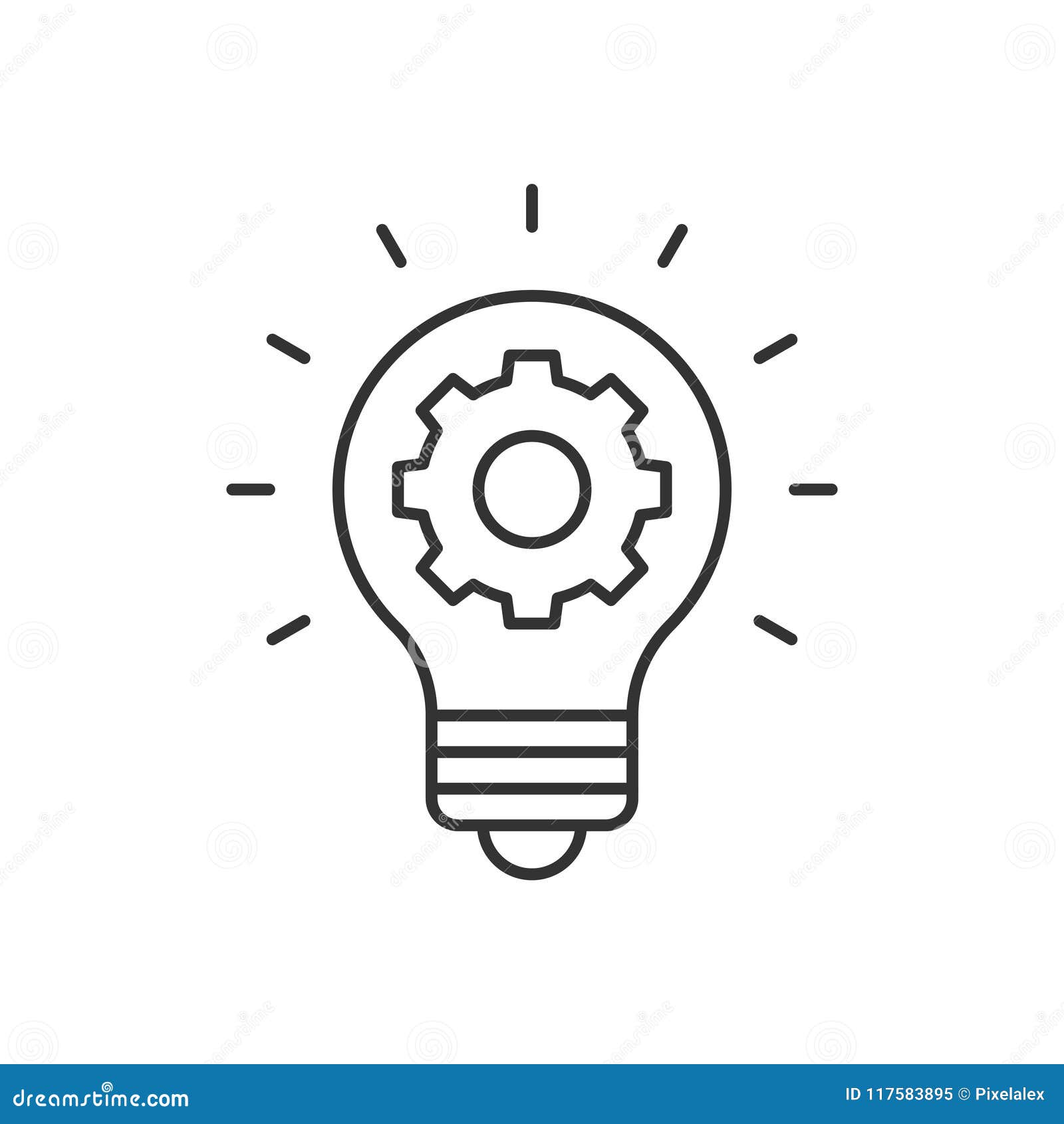 Light bulb and cog inside stock vector. Illustration of design - 117583895