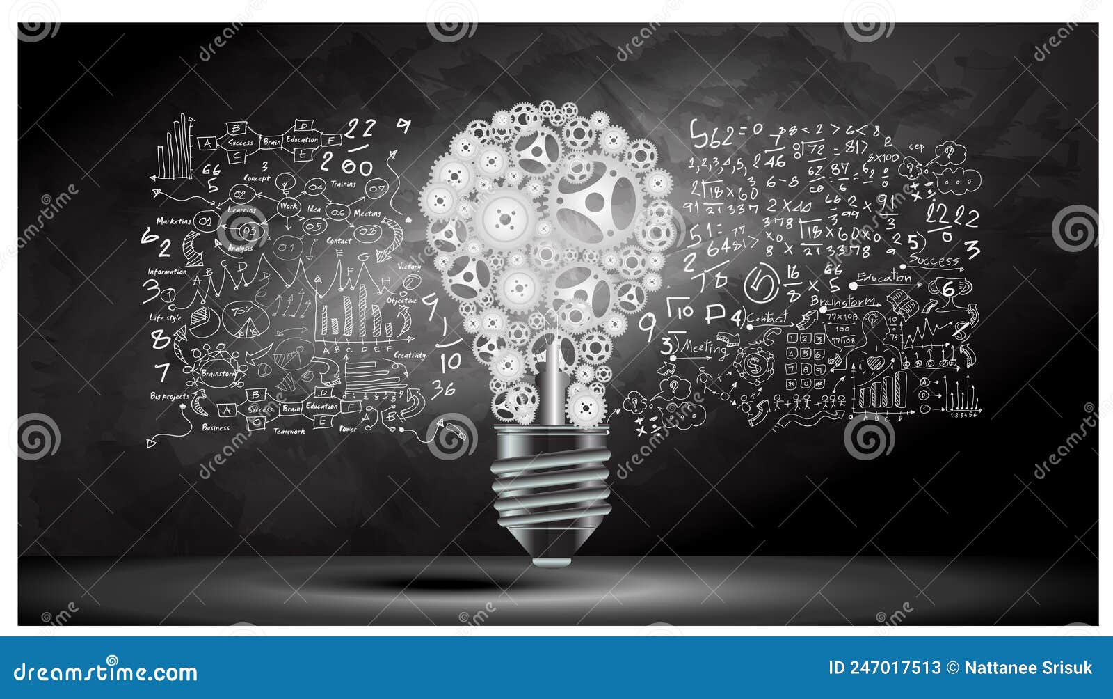 Light Bulb and Cog - Sketch Plan Creativity Modern Idea and Concept ...