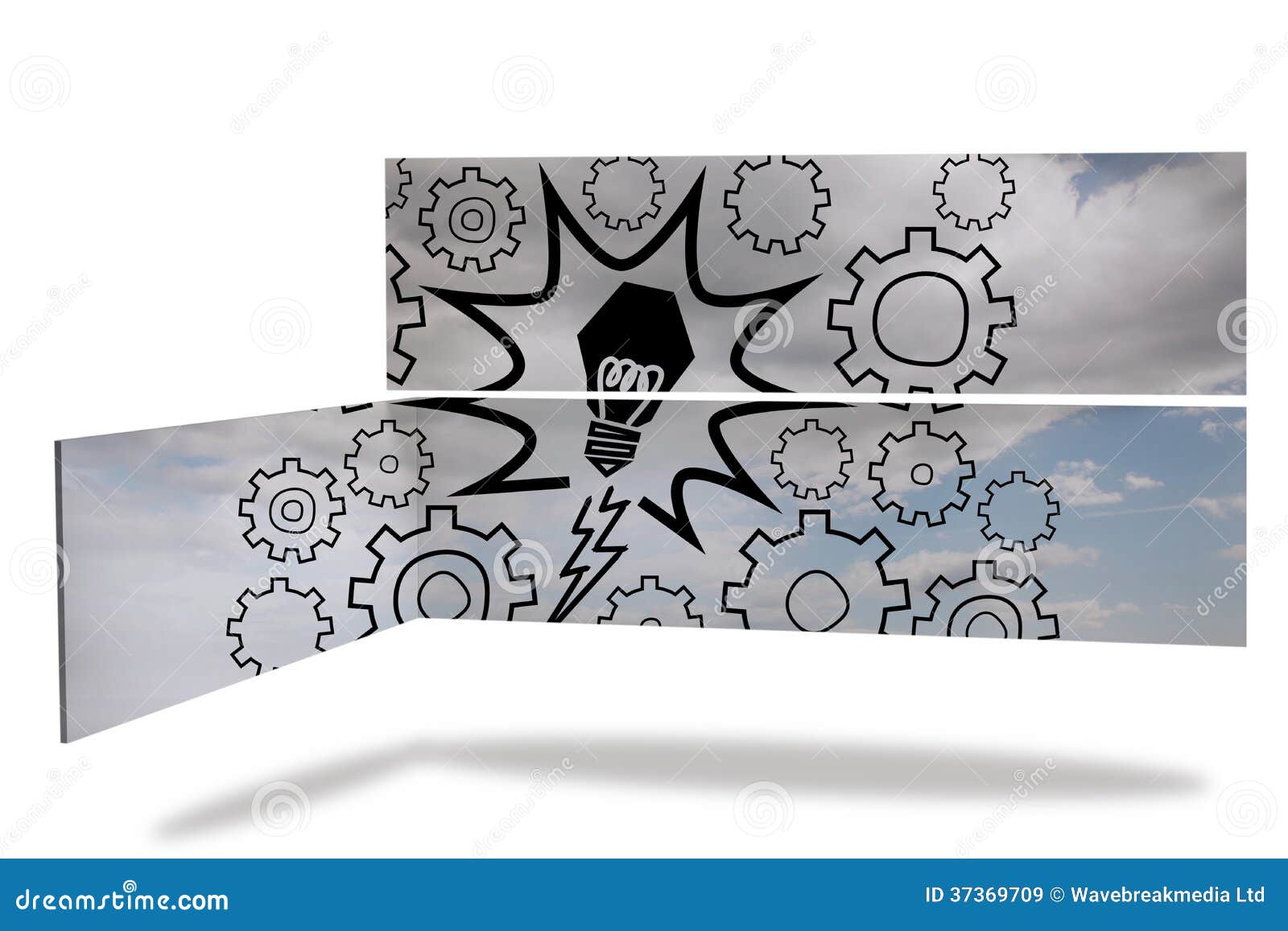 Light Bulb and Cogs on Abstract Screen Stock Illustration ...