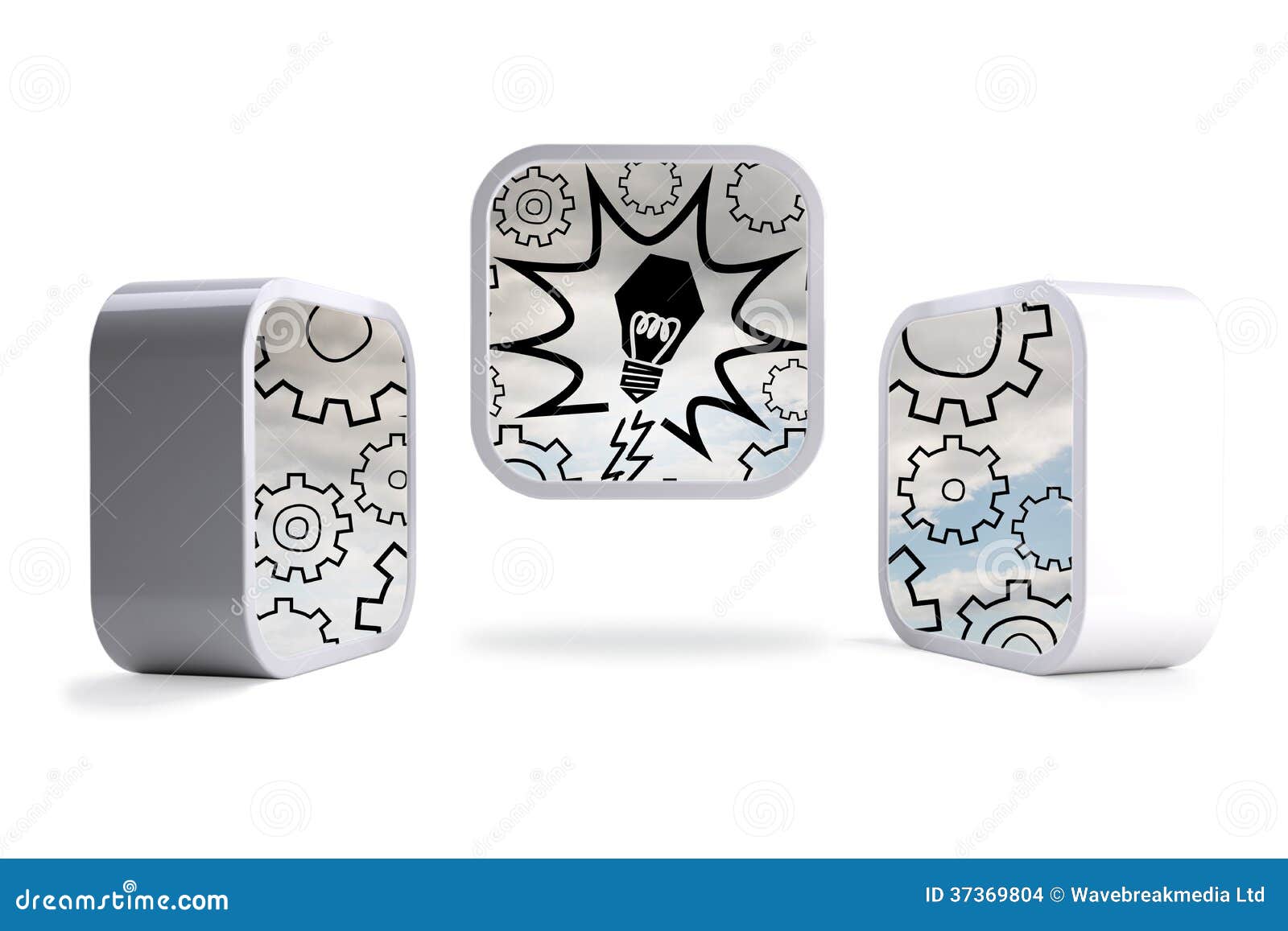 Light Bulb with Cogs on Abstract Screen Stock Illustration ...