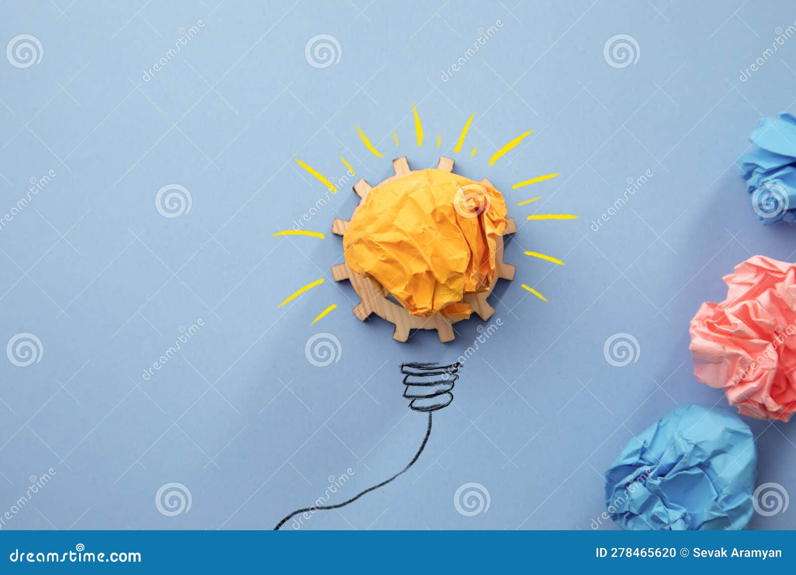 Light Bulb with Color Paper Stock Photo - Image of inspiration ...