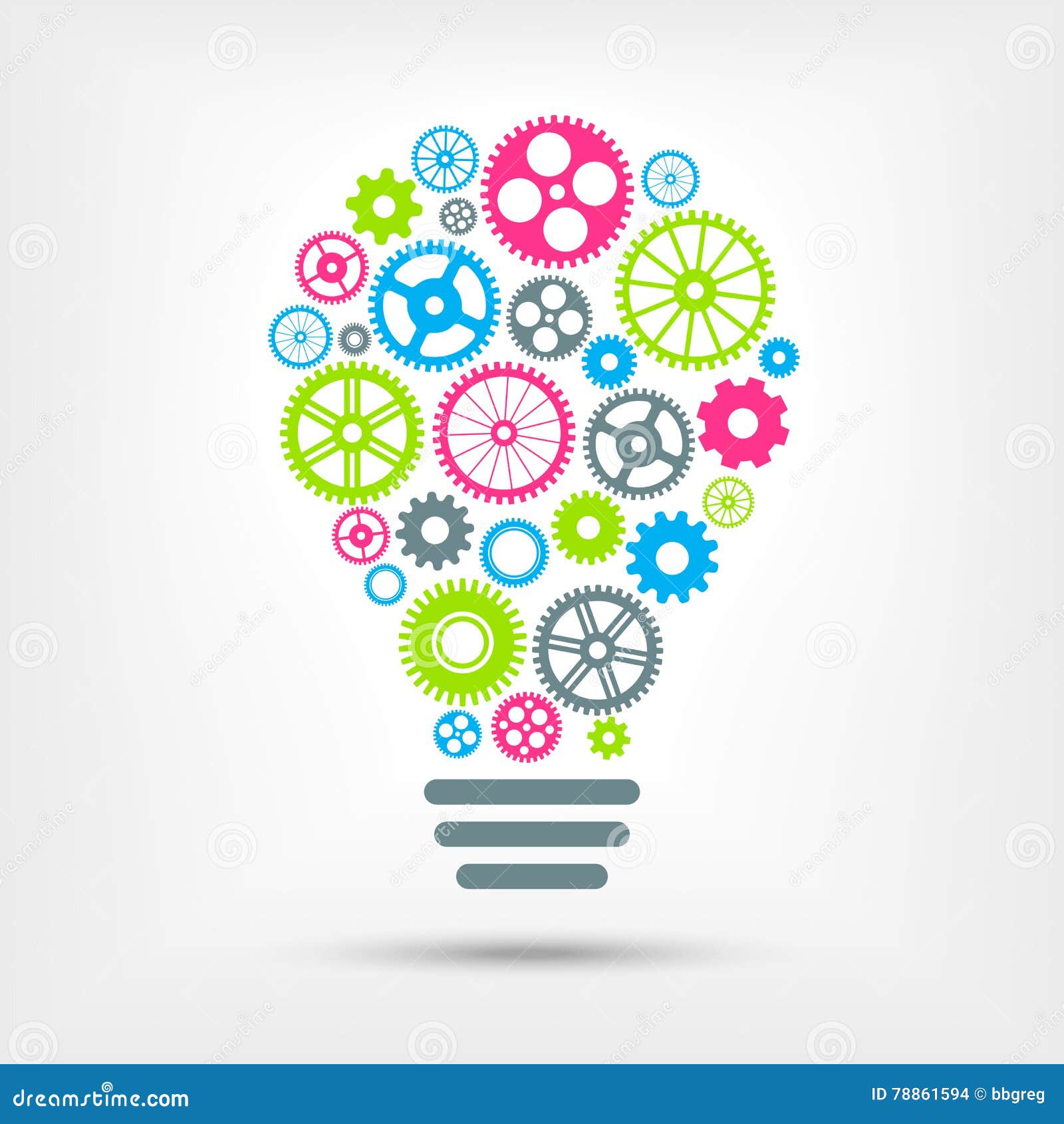 Light Bulb with Colorful Gears Inside. Vector Illustration. Stock ... Light Bulb with Colorful Gears Inside. Vector Illustration. Stock ...