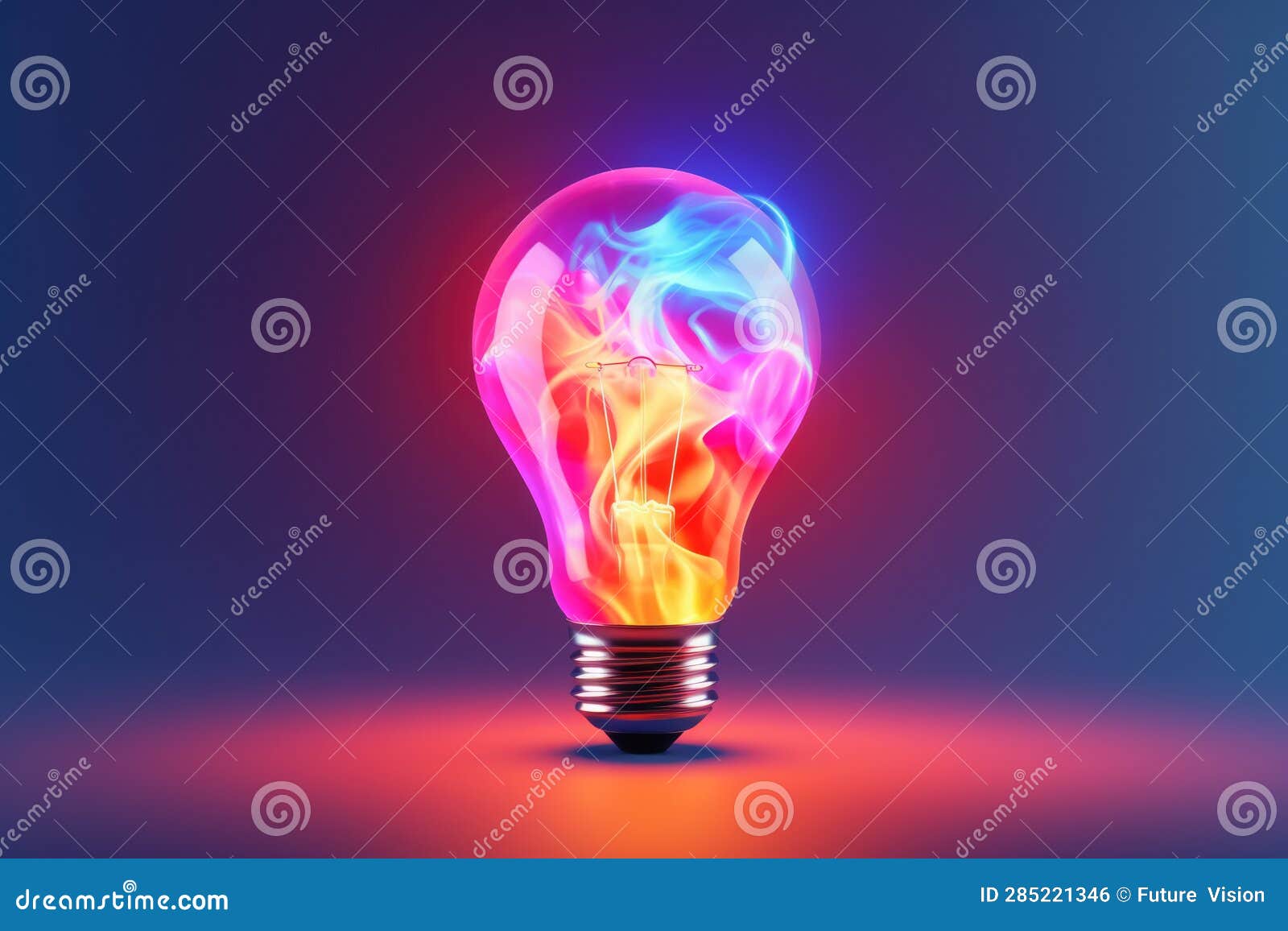 Light Bulb with Colour Explosion on Dark Background, Created Using ...
