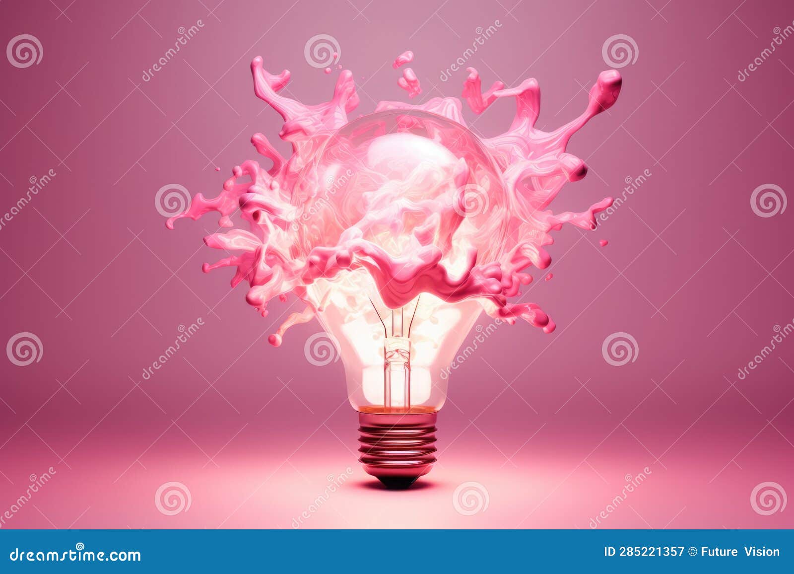 Light Bulb with Colour Explosion on Pink Background, Created Using ...
