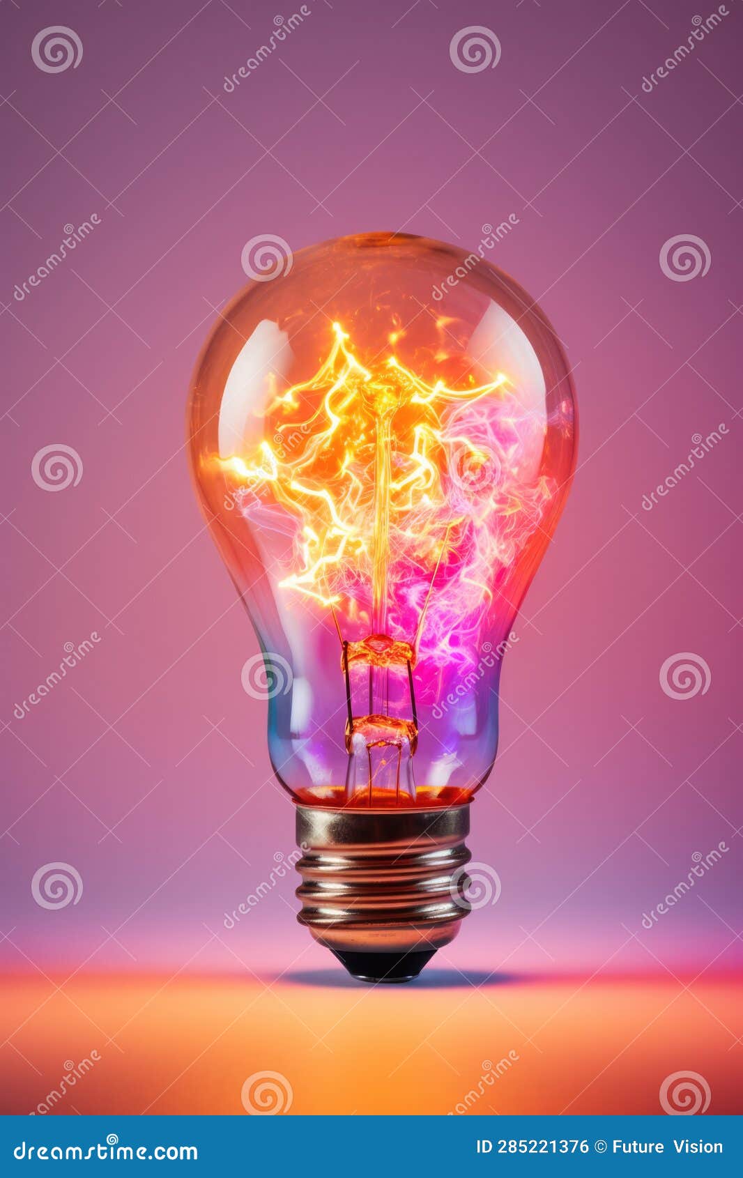 Light Bulb with Colour Explosion on Pink Background, Created Using ...