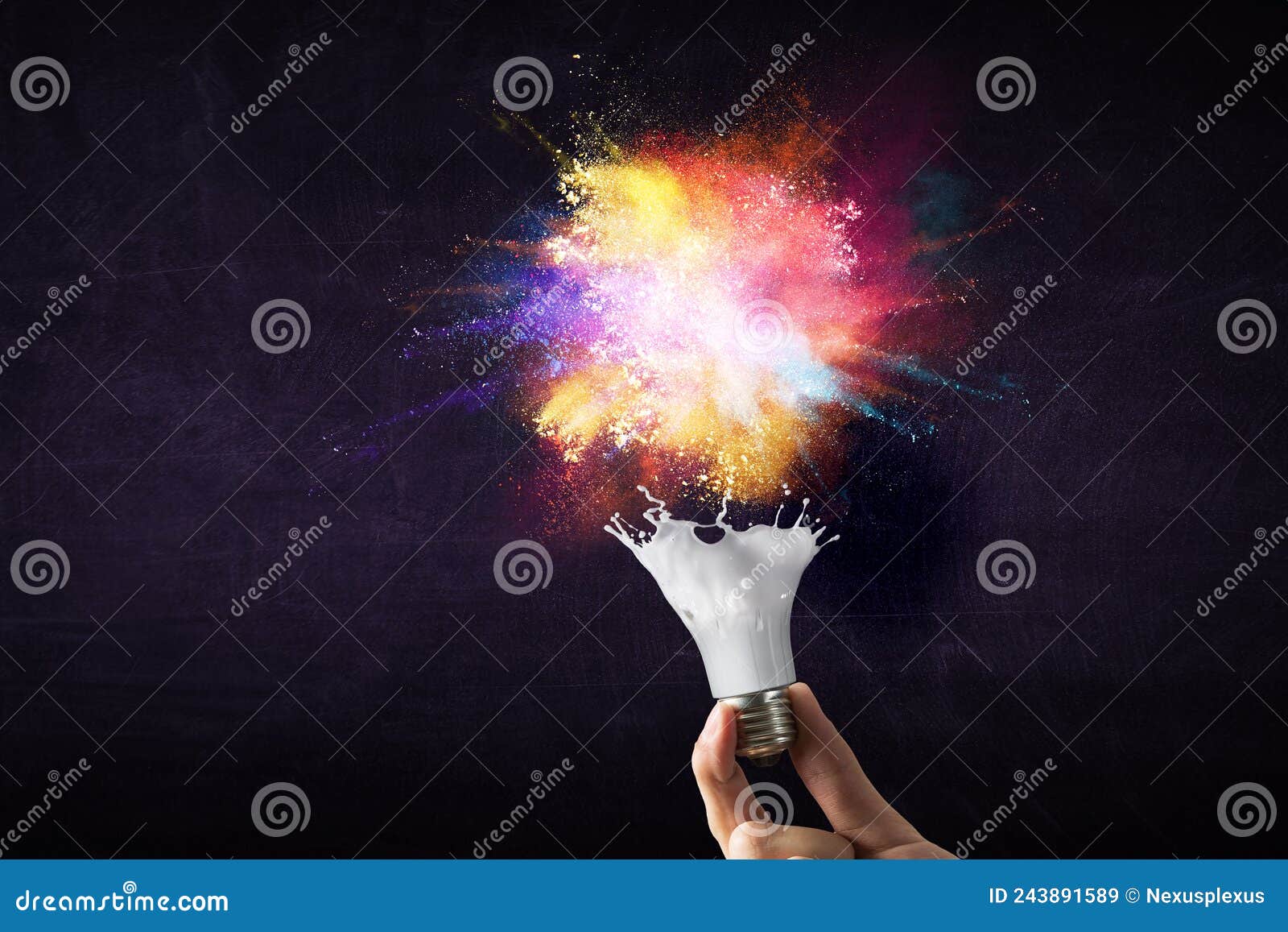 Light Bulb with Colour Paint Splash . Mixed Media Stock Image - Image ...