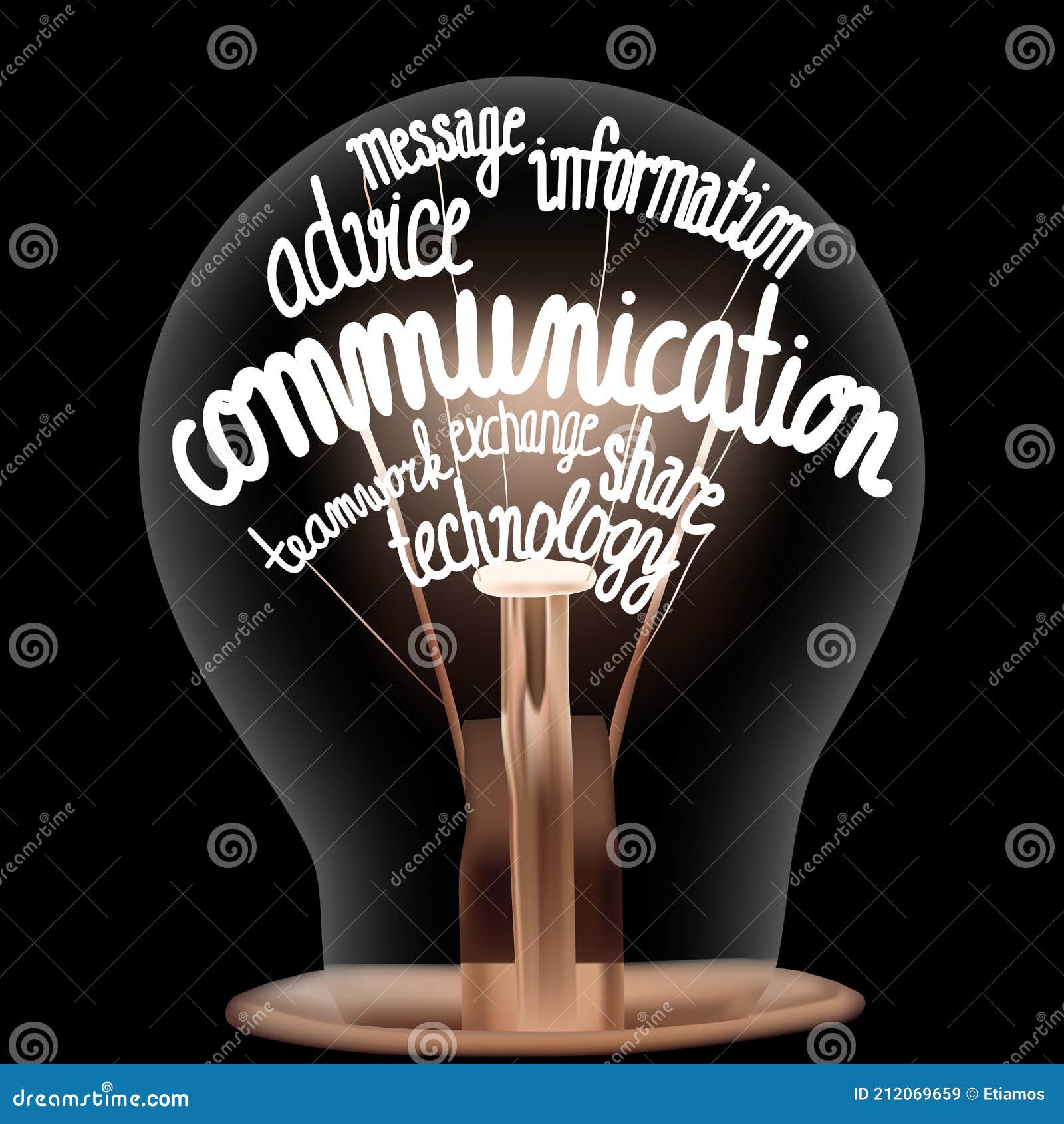 Light Bulb with Communication Concept Stock Vector - Illustration of ...