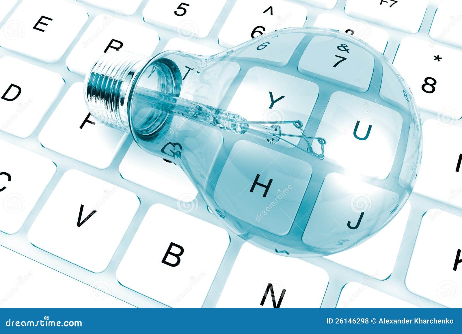 Light Bulb and Computer Keyboard Stock Illustration - Illustration of ...