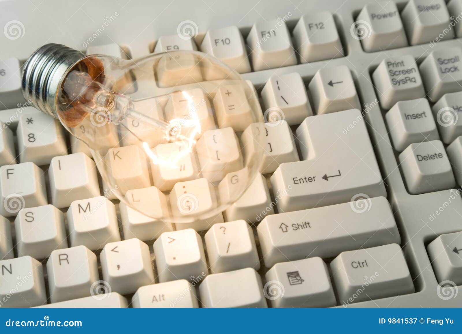 Light Bulb and Computer Keyboard Stock Image - Image of bright ...