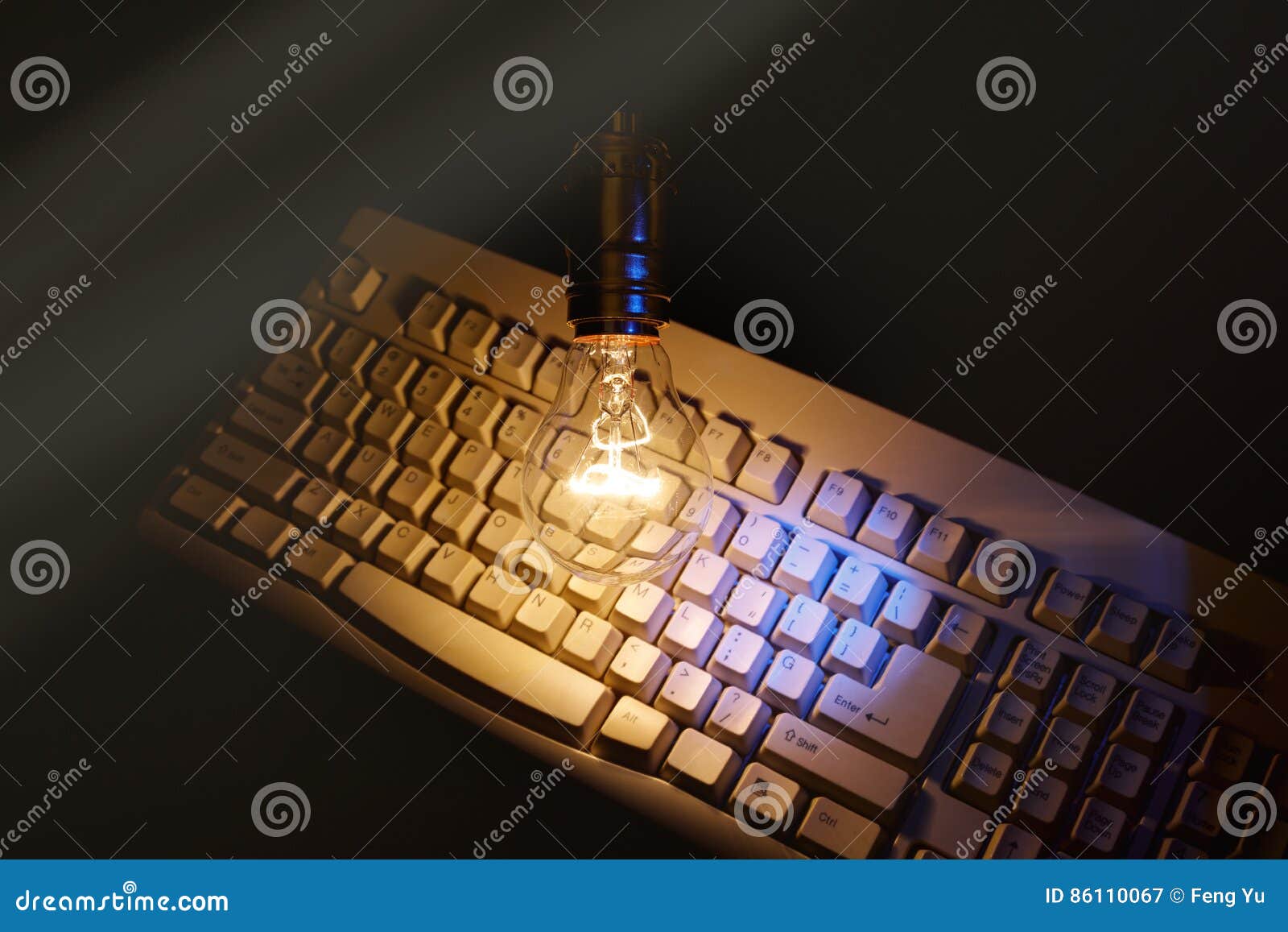 Light Bulb and Computer Keyboard Stock Image - Image of glass ...