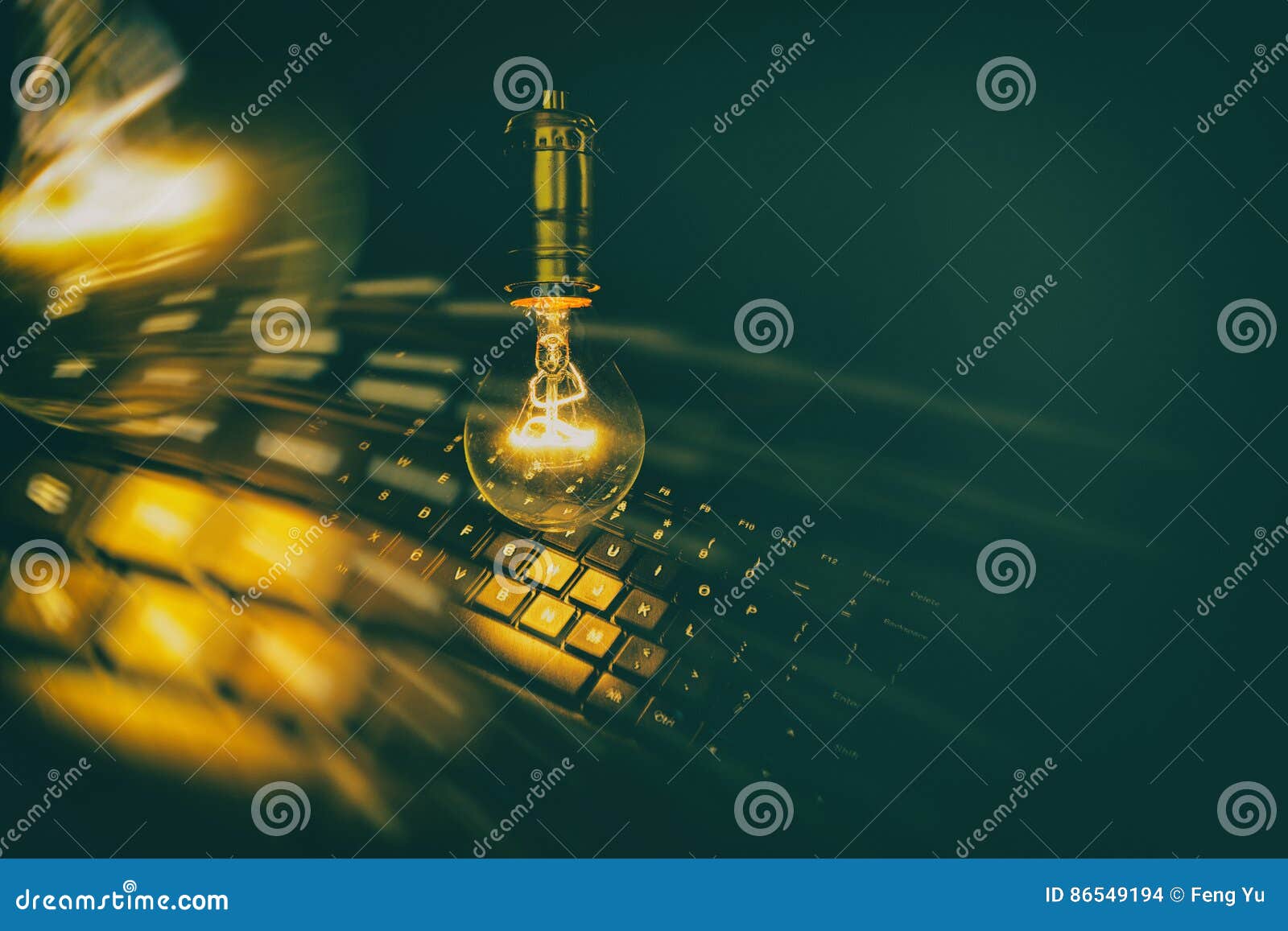 Light Bulb and Computer Keyboard Stock Photo - Image of keyboard ...