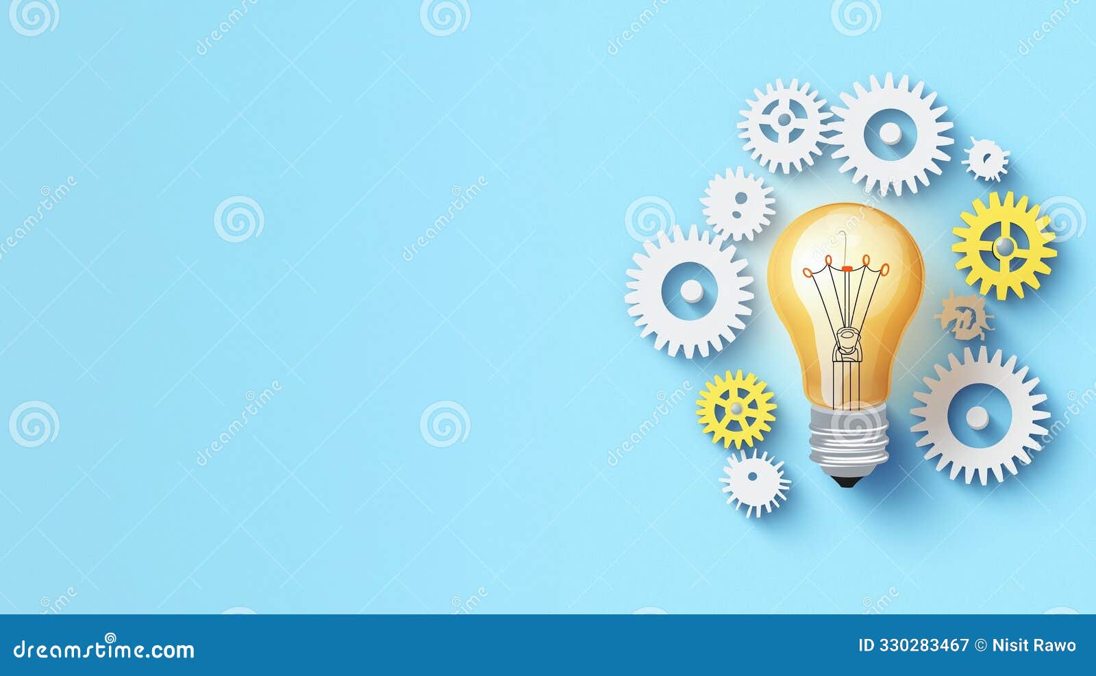 Light Bulb Connected To Gears, Mechanical Concept, Flat Design ...