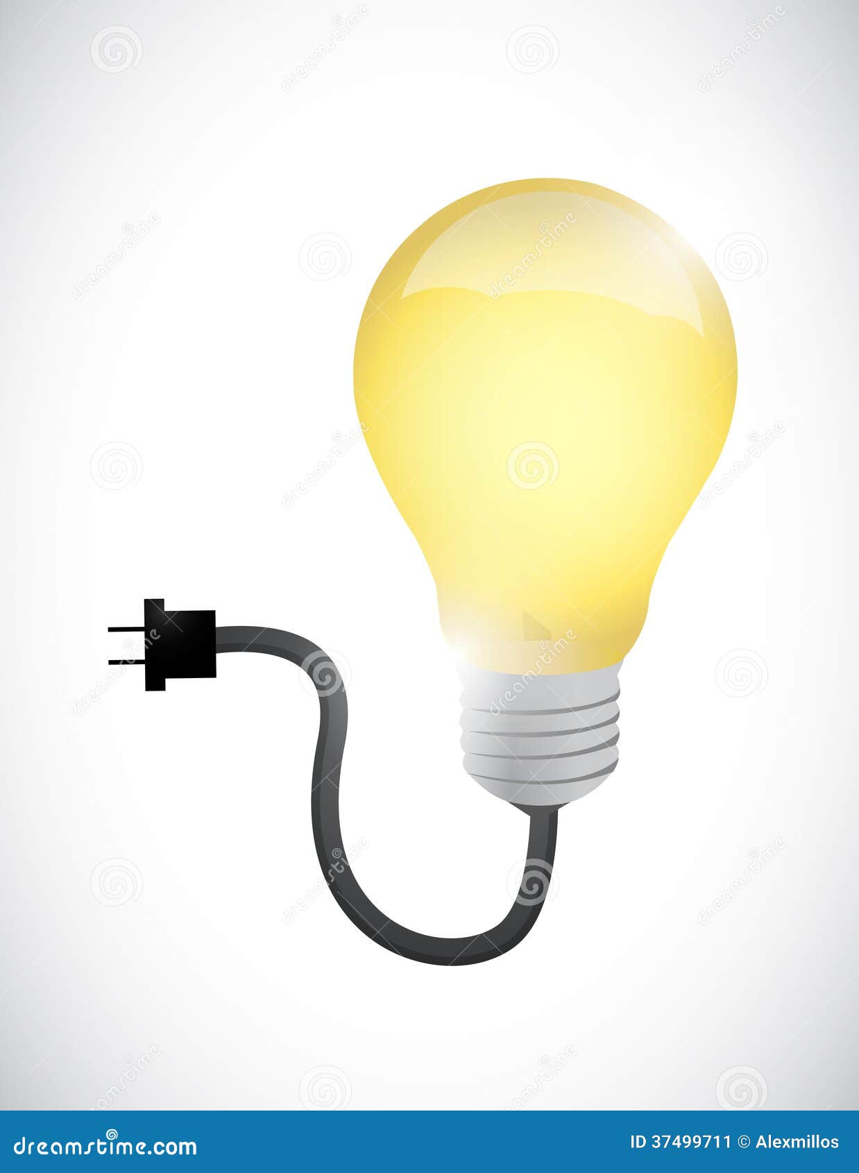 Light Bulb Connected To a Power Cable Stock Illustration - Illustration ...
