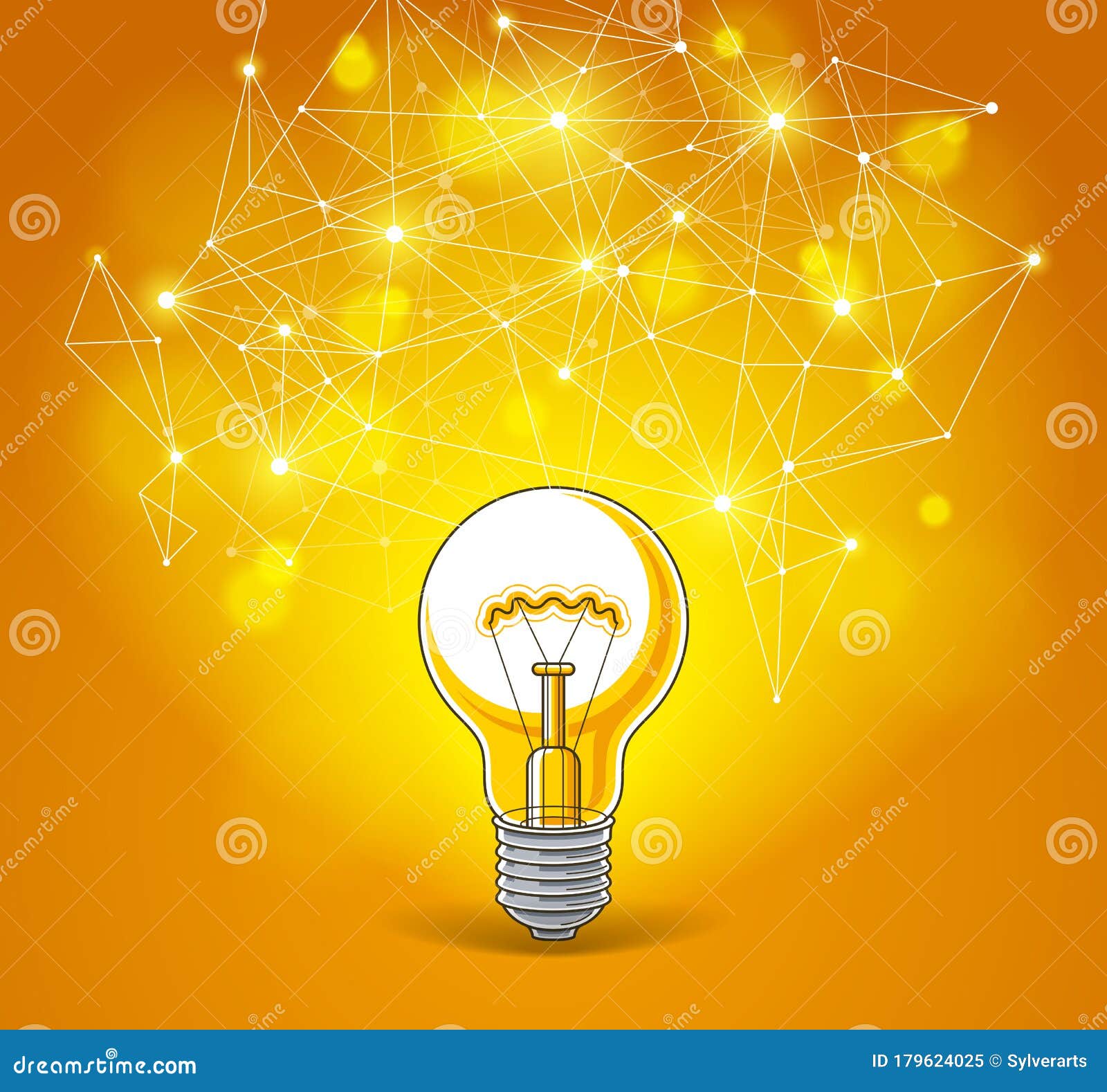 Light Bulb and Connection Lines Low Poly Design, Innovative Idea ...