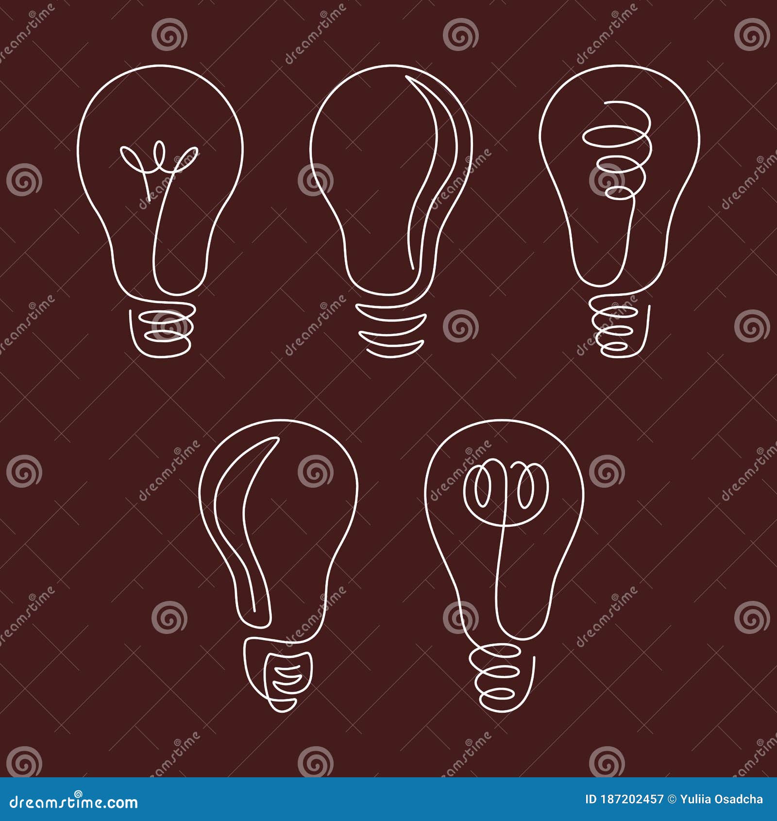 Light Bulb Continuous Line Vector Illustration Collection with Editable ...