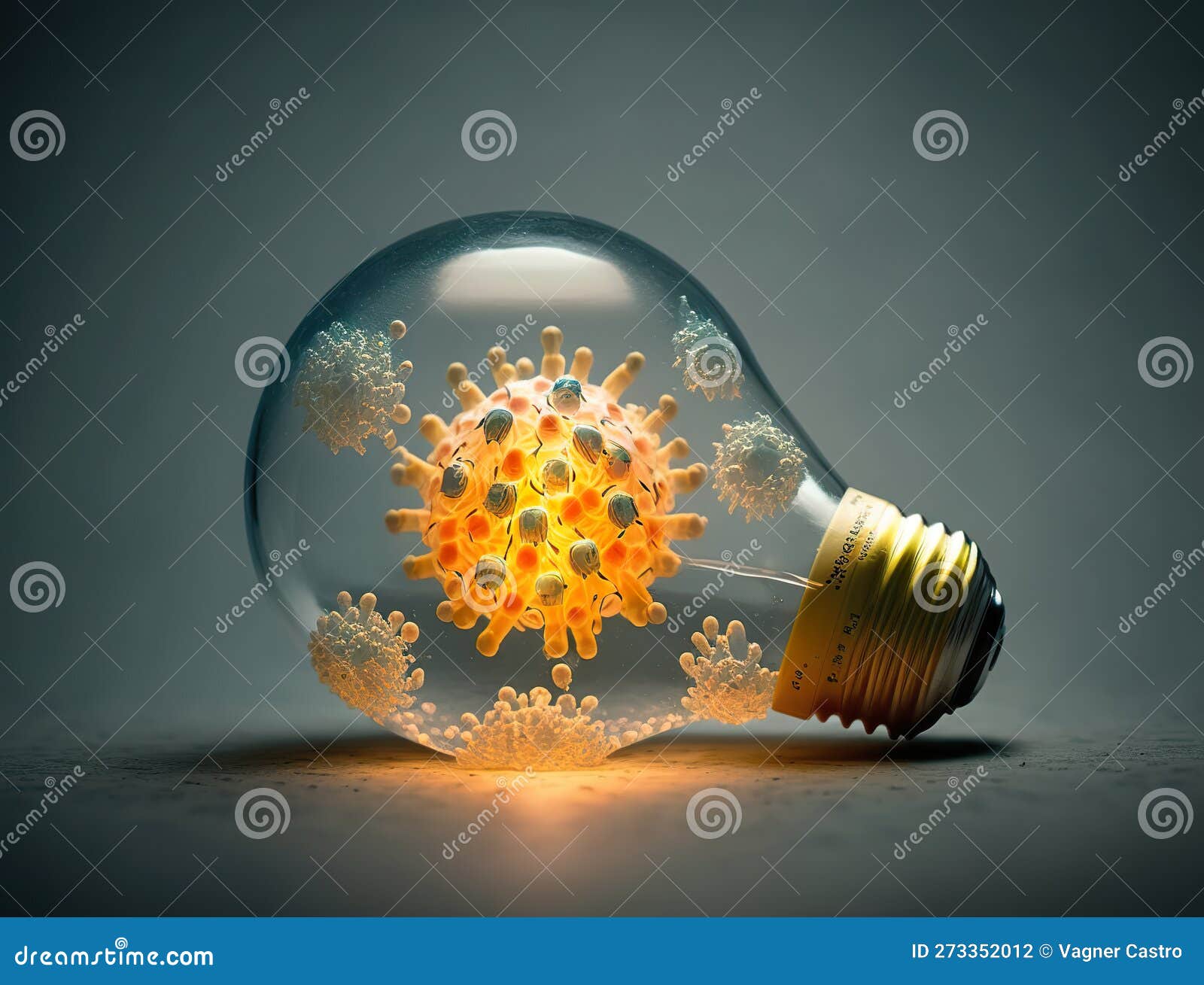 Light Bulb with Coronavirus or Bacteria Molecule Inside Stock ...