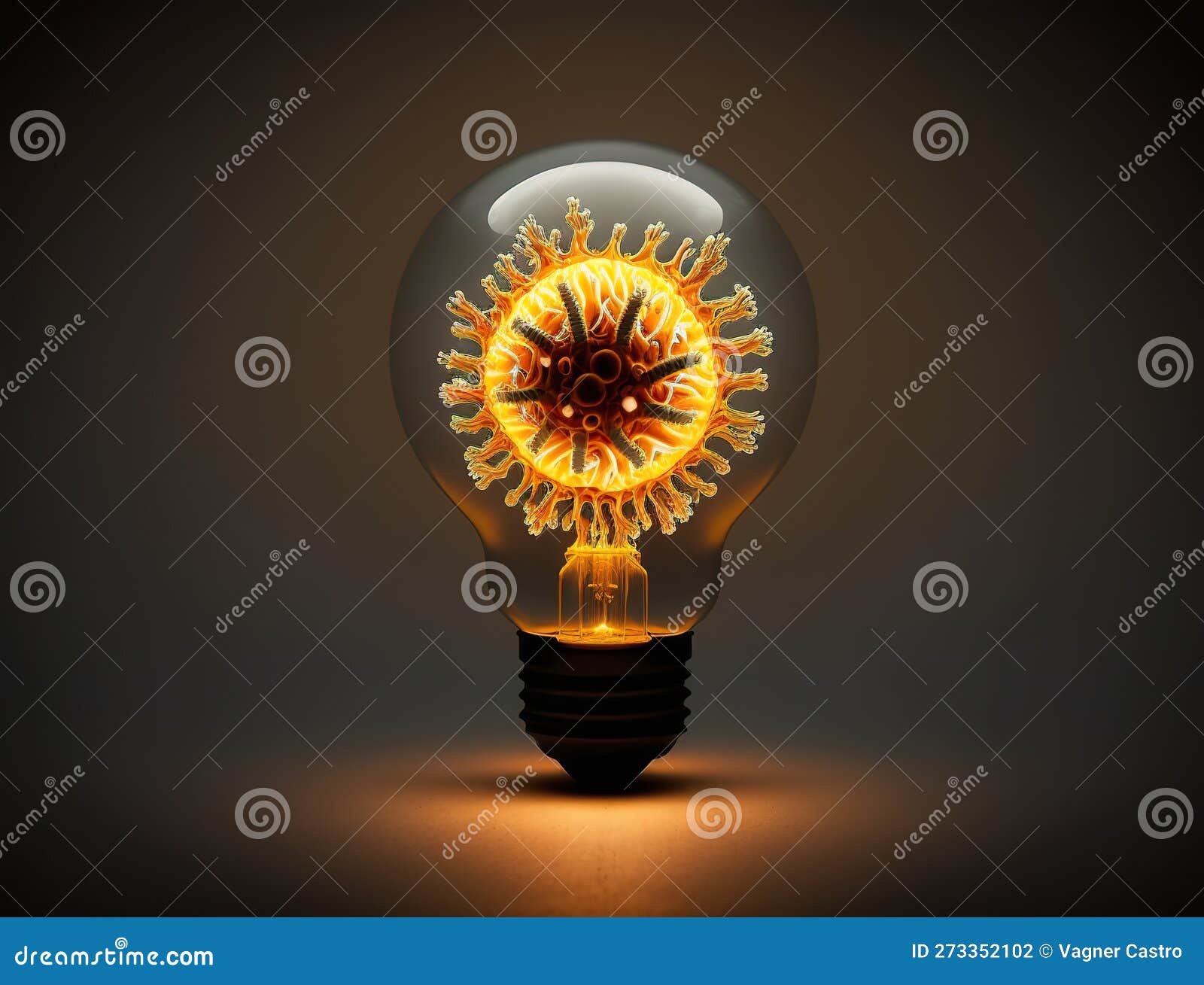 Light Bulb with Coronavirus or Bacteria Molecule Inside Stock ...