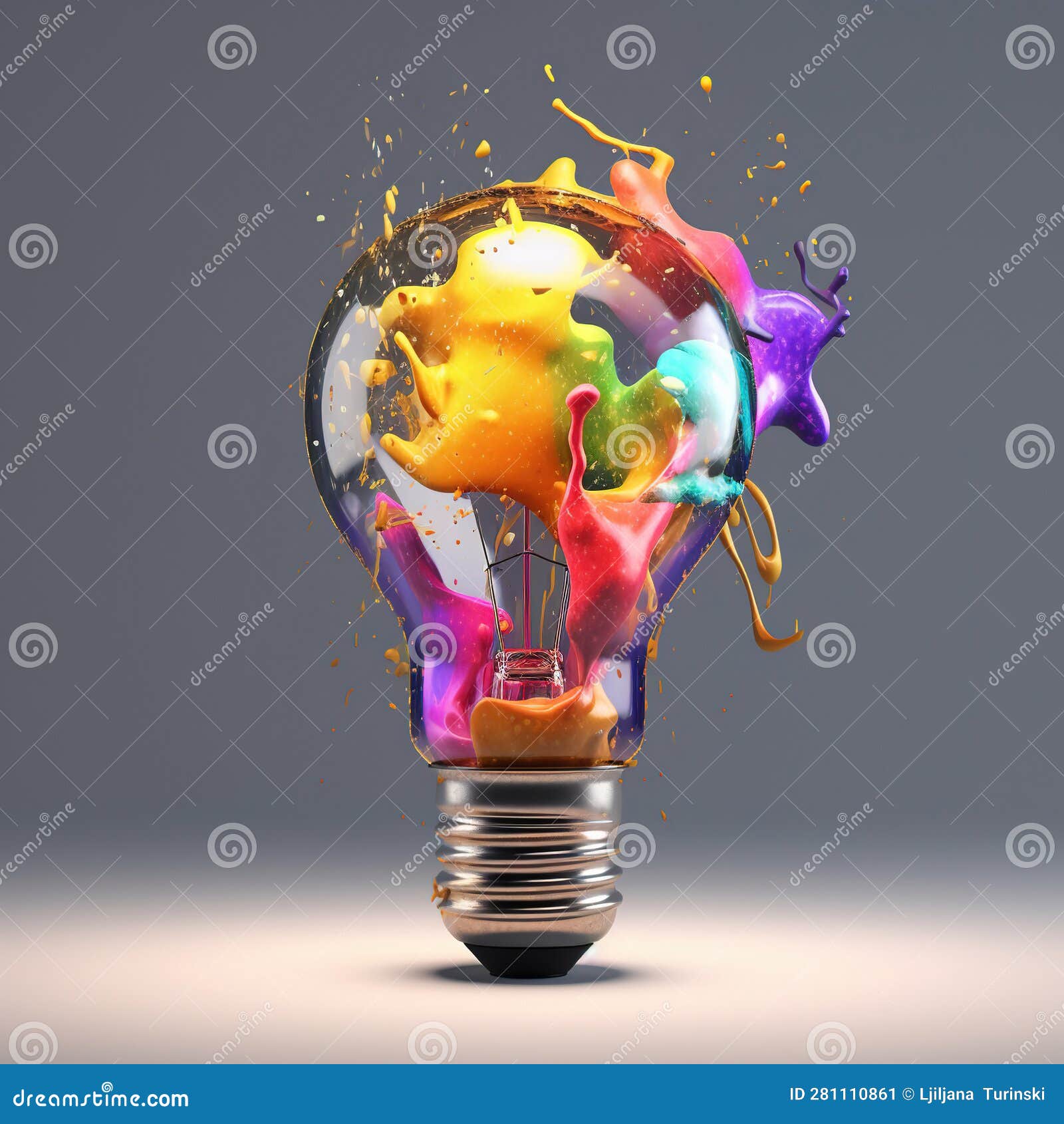 Light Bulb Creative Colored Dust Powder Smoke Splash Explosion. Stock ...