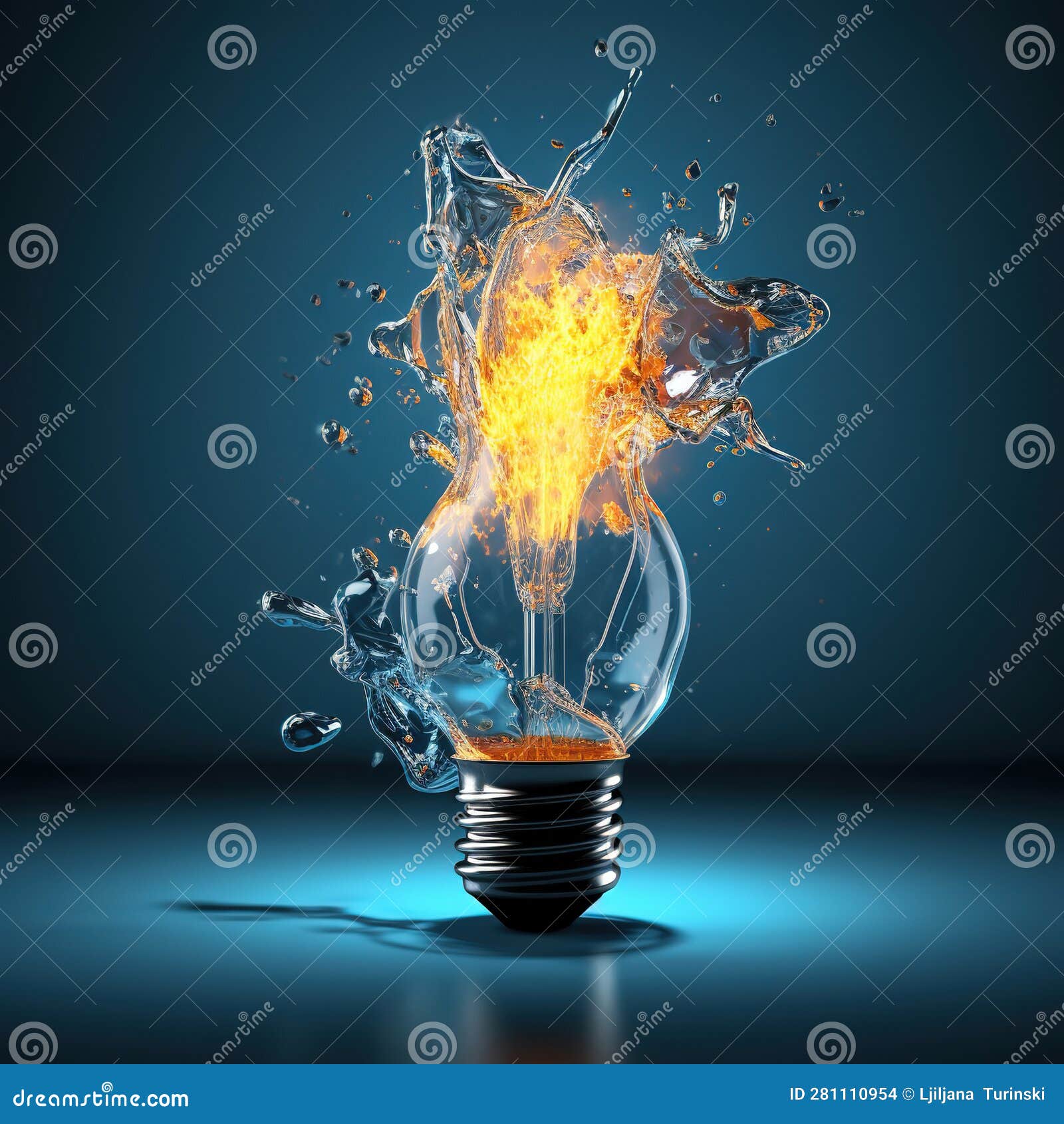 Light Bulb Creative Colored Dust Powder Smoke Splash Explosion. Stock ...