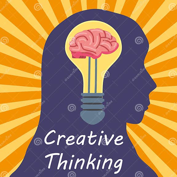 Light Bulb Creative Thinking Logo Symbol Brain Inside. Head Woman ...