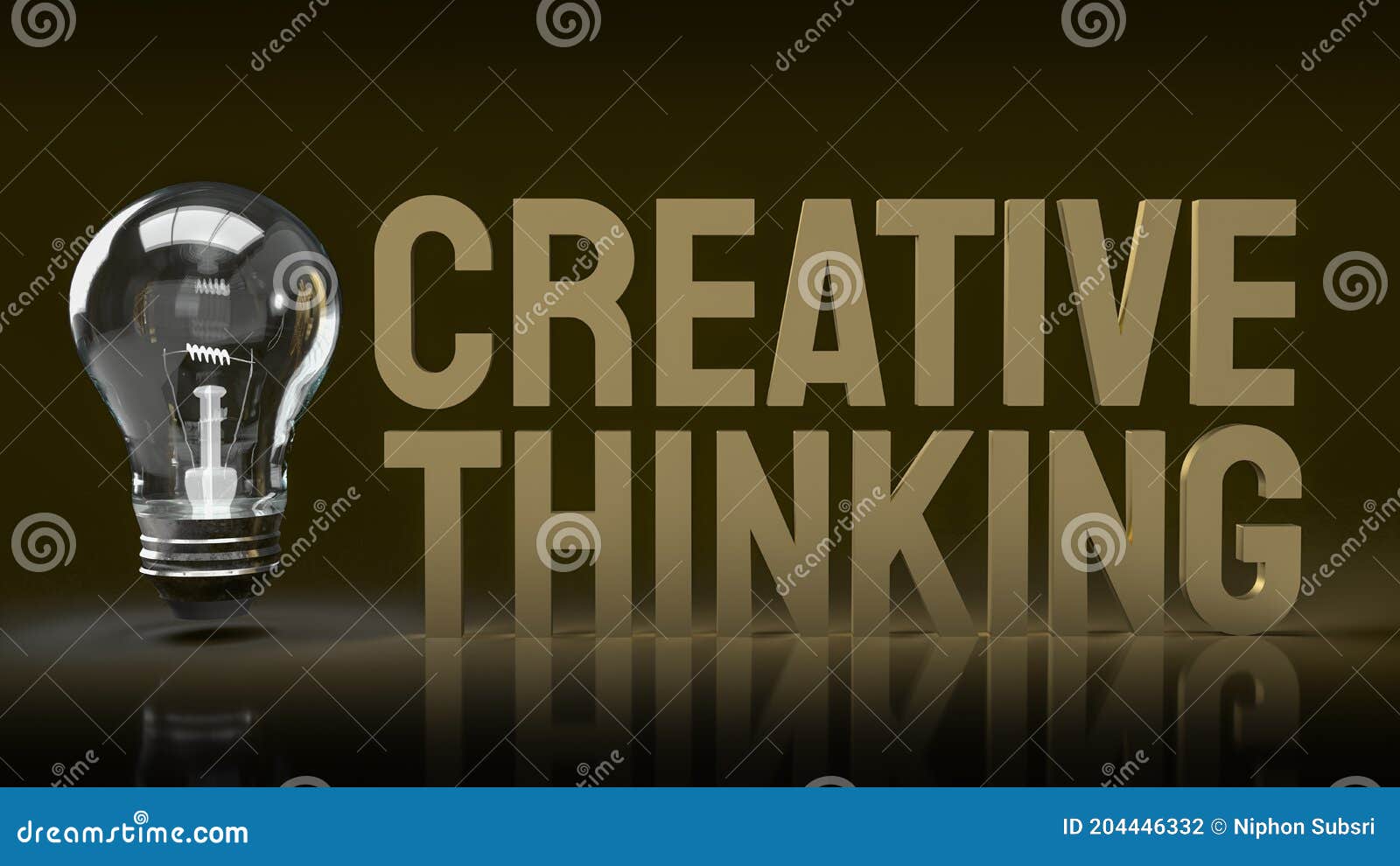 The Light Bulb and Creative Thinking Text for Idea Content 3d Rendering ...